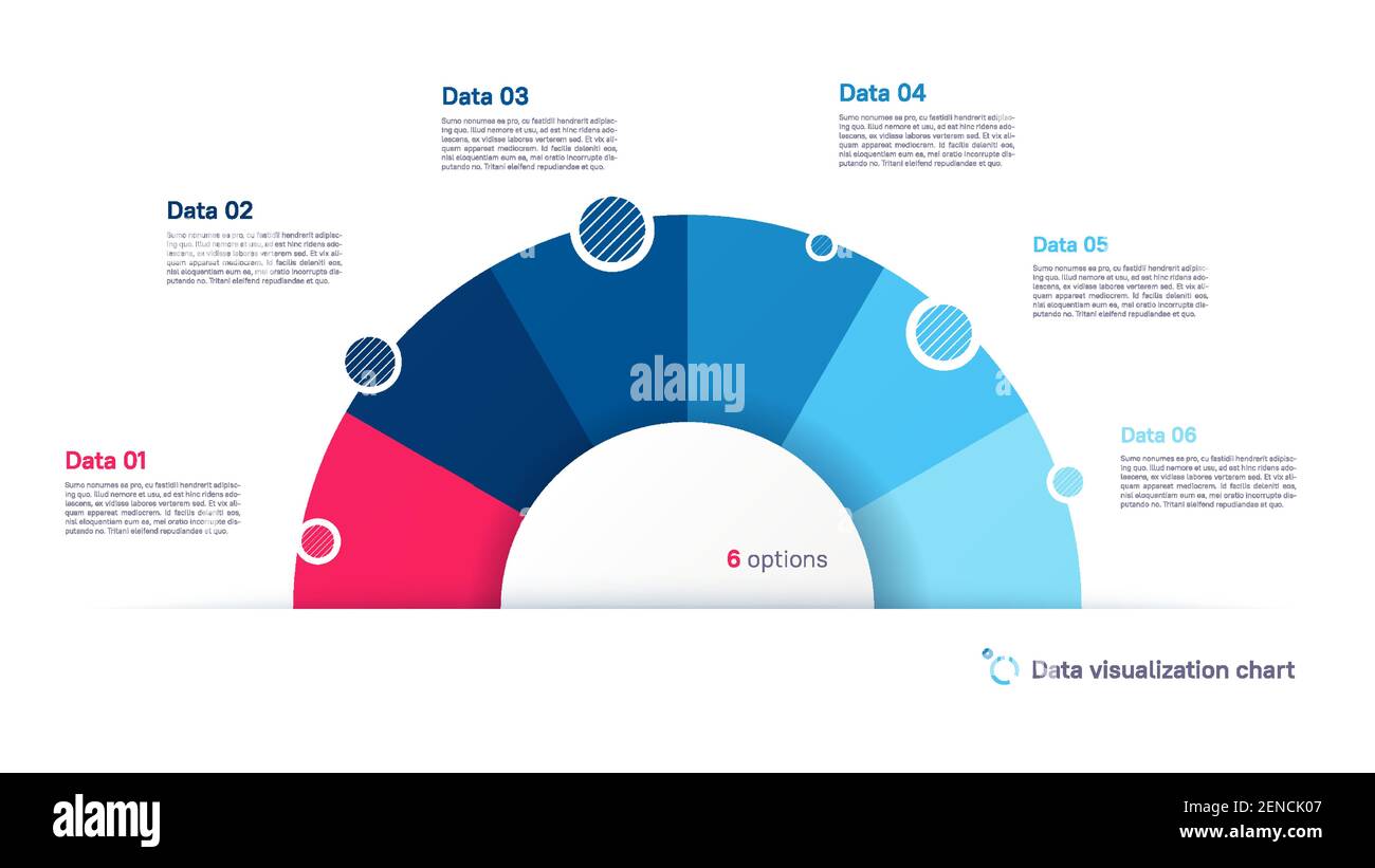 Vector pie chart infographic template in the form of semicircle divided ...