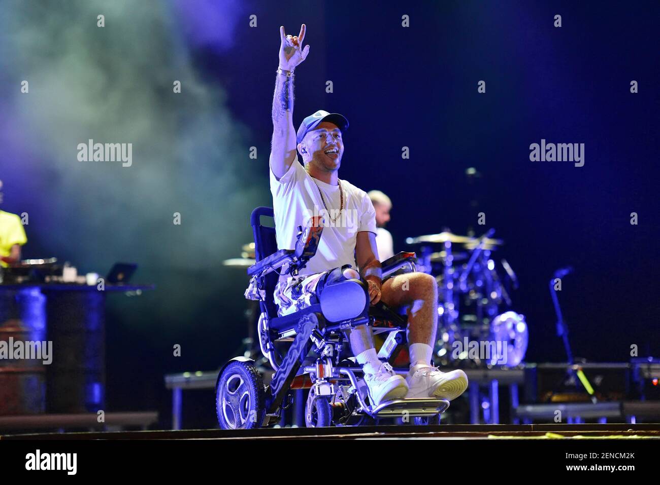 The Italian rapper Maurizio Pisciottu aka Salmo performing live on ...