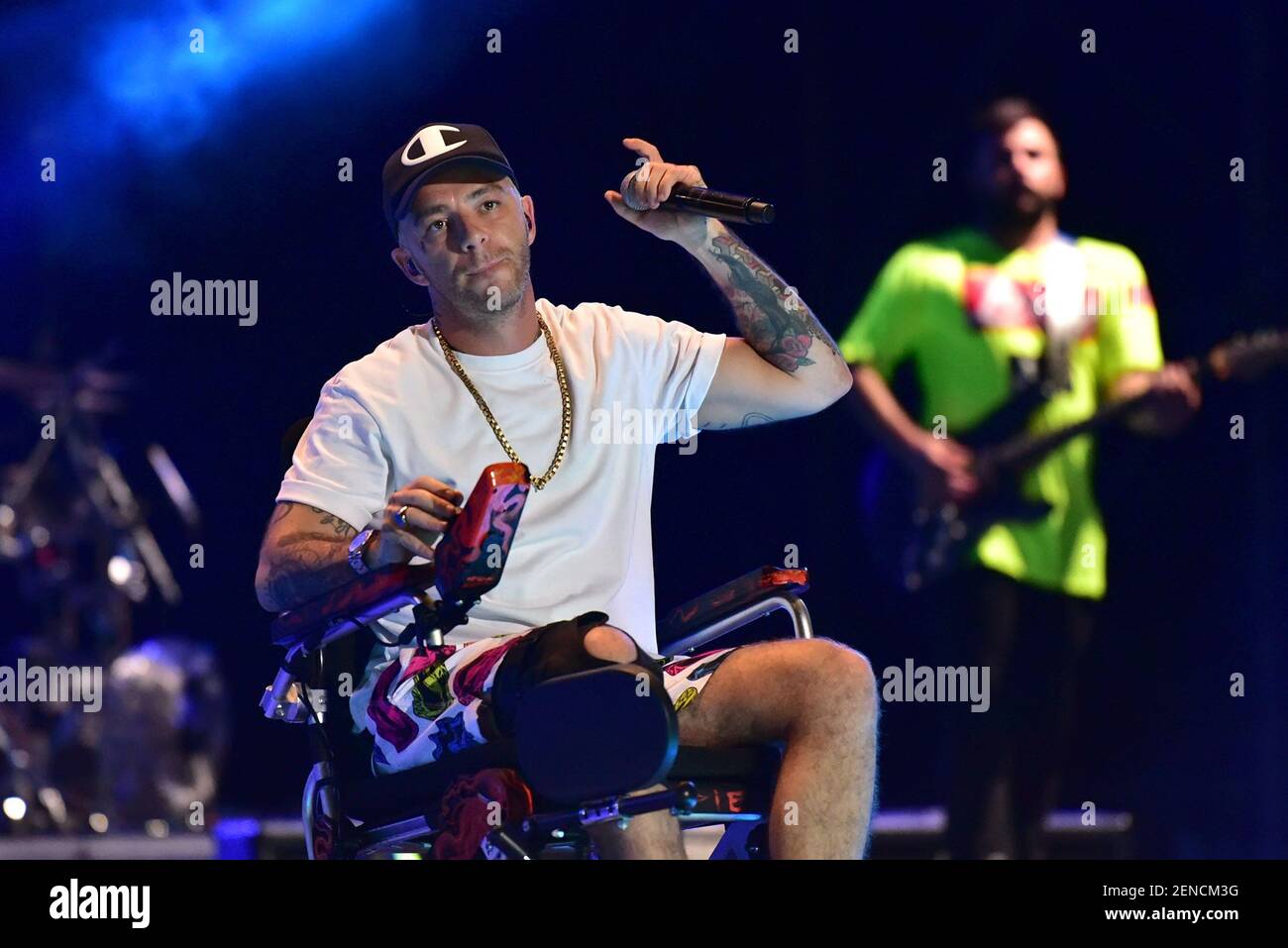 The Italian rapper Maurizio Pisciottu aka Salmo performing live on ...