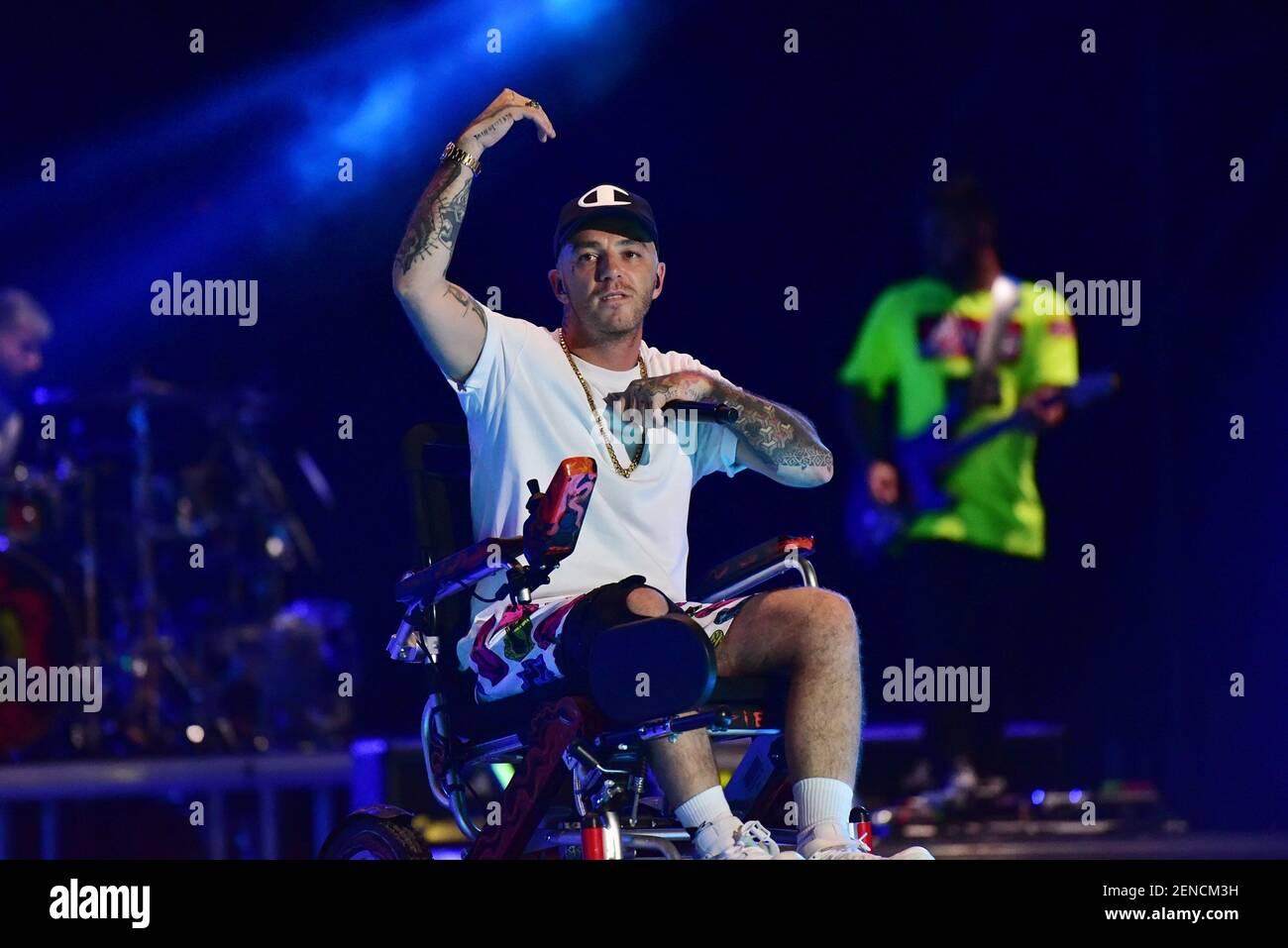 The Italian rapper Maurizio Pisciottu aka Salmo performing live on ...