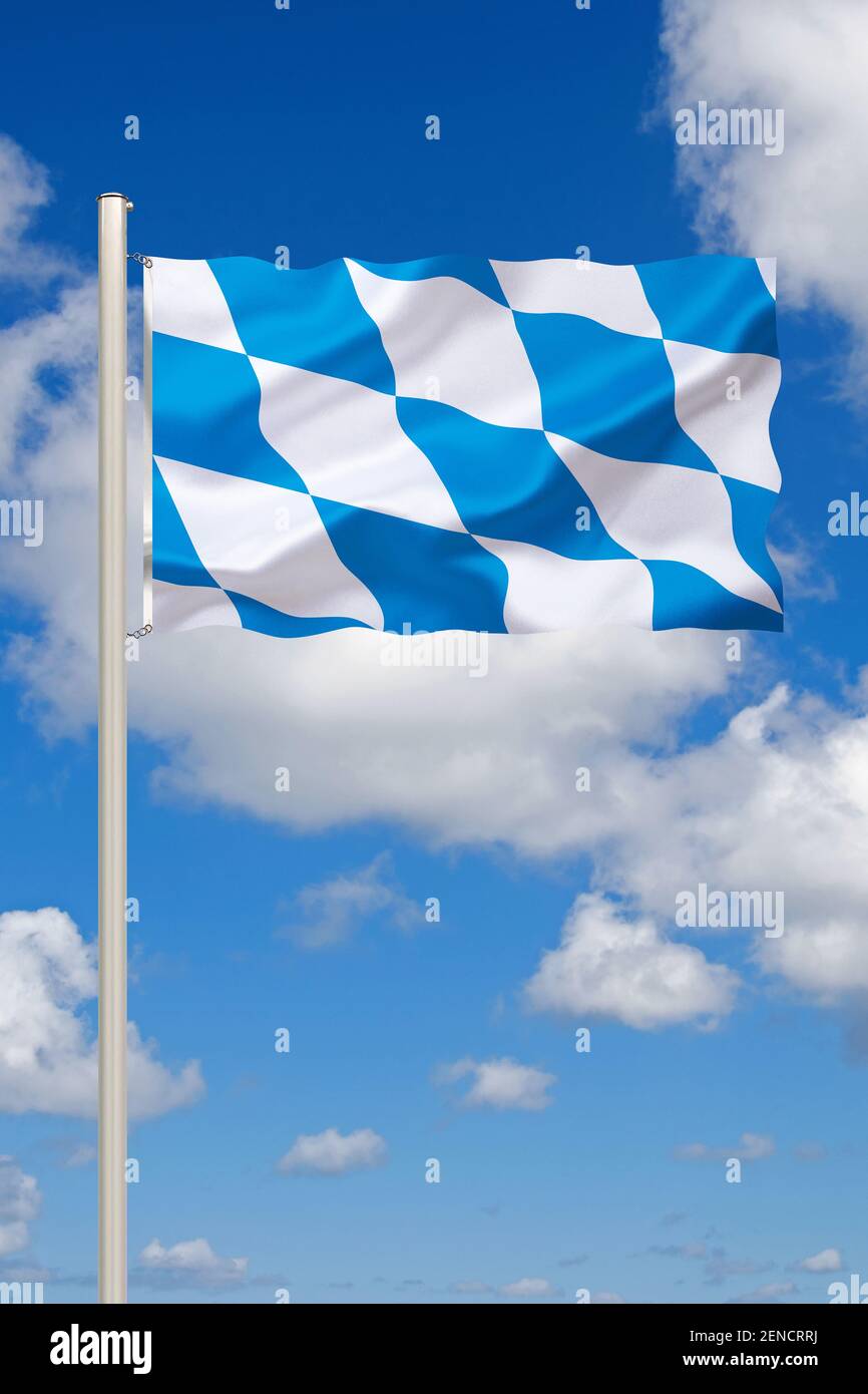 Die Flagge von Bayern, Landesflagge, Rautenform, Bayern hat zwei ...
