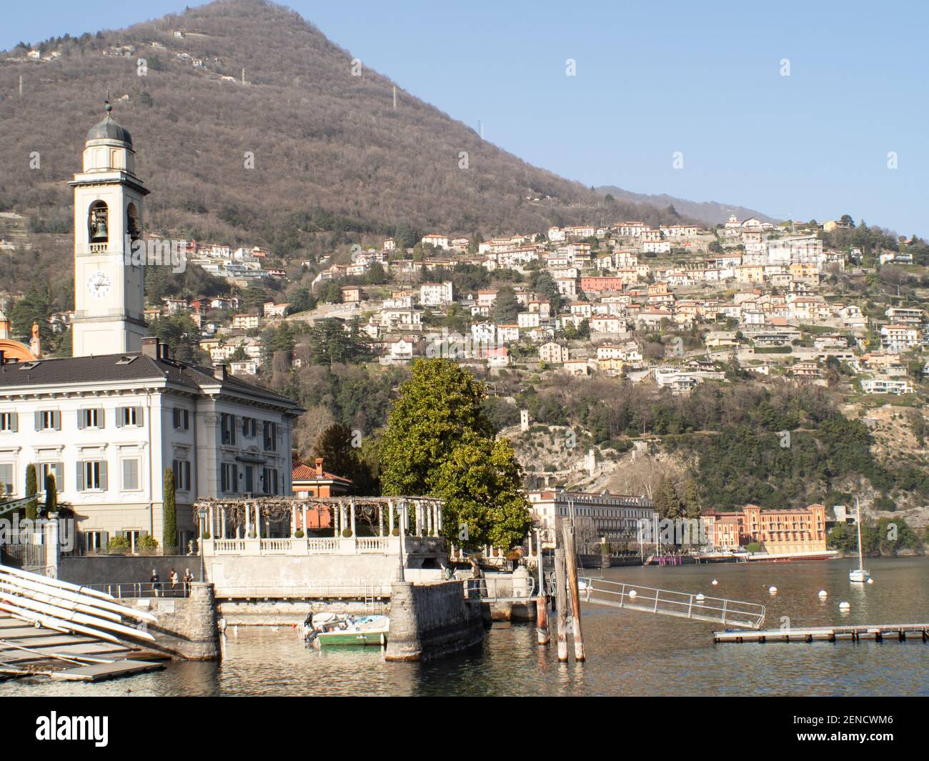 Cernobbio, luxury tourist resort at Lake Como. Bright spring day in ...