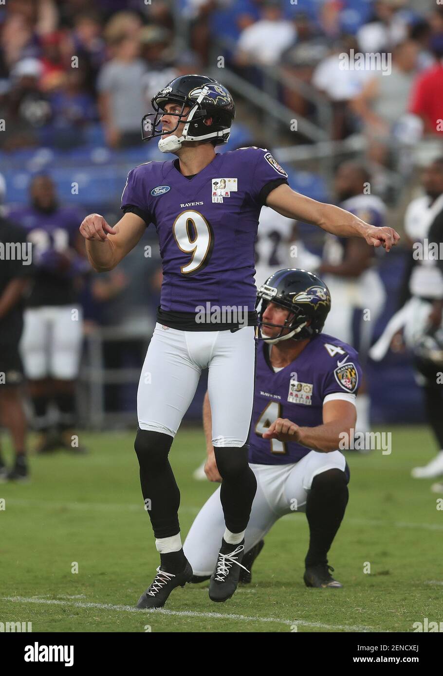 Baltimore Ravens K Justin Tucker (9) and Baltimore Ravens P Sam Koch (4 ...