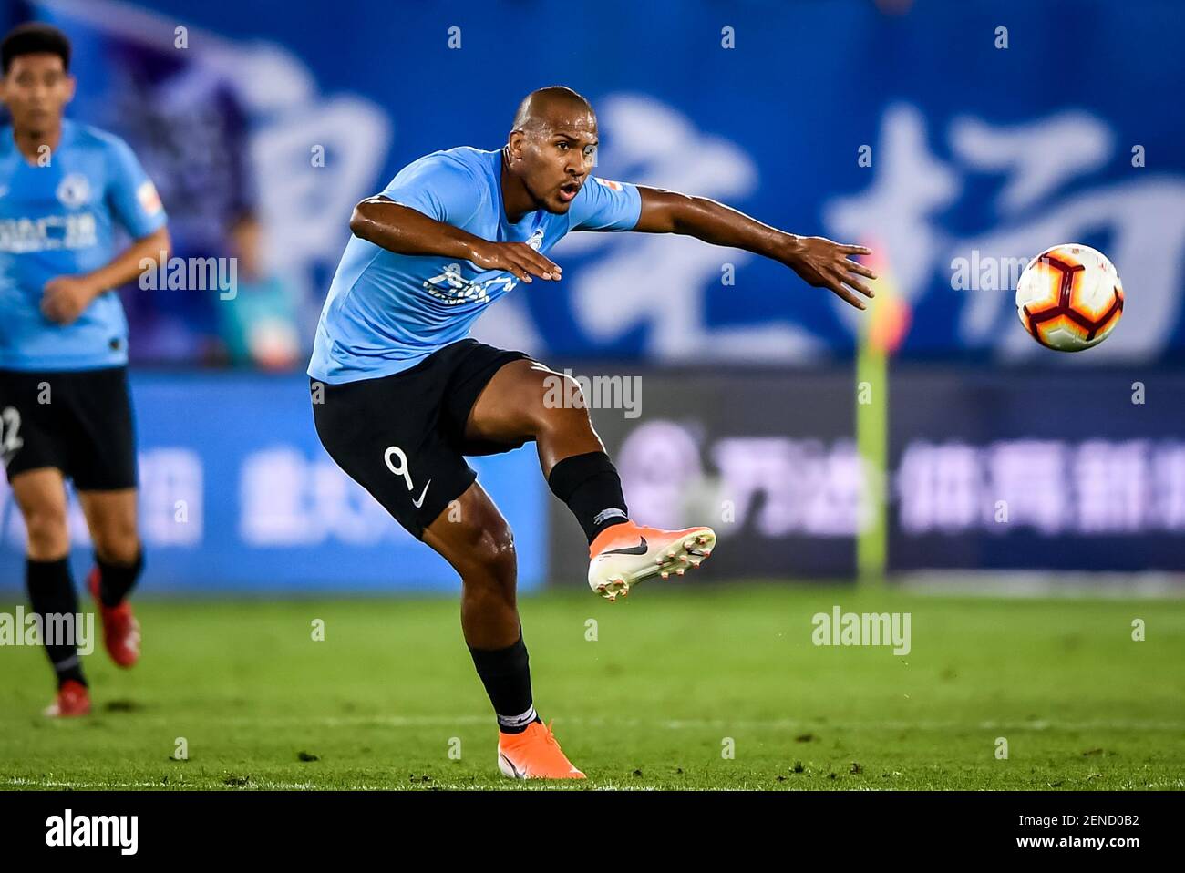 Venezuelan football player Salomon Rondon of Dalian Yifang shots the ...