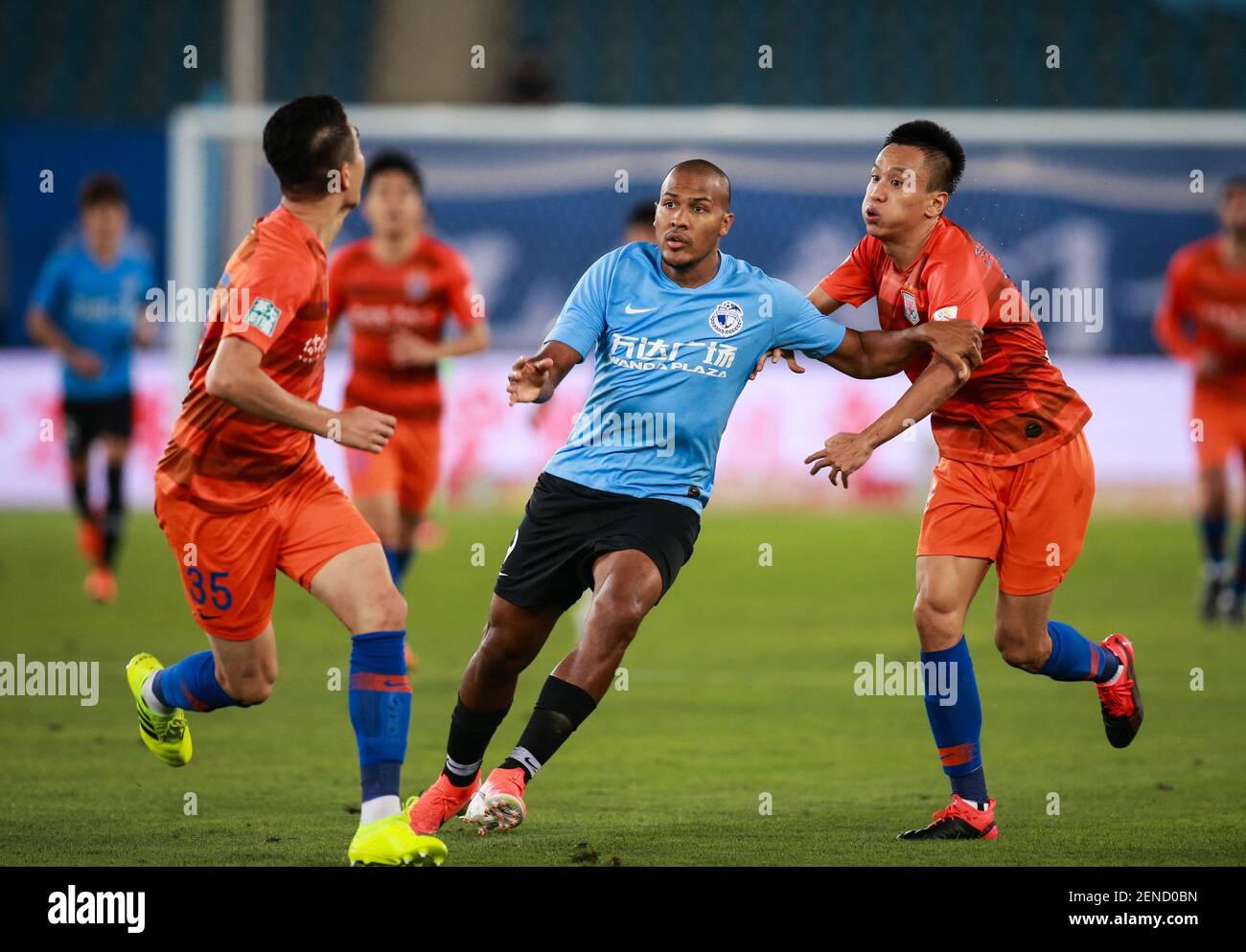 Venezuelan football player Salomon Rondon, center, of Dalian Yifang ...