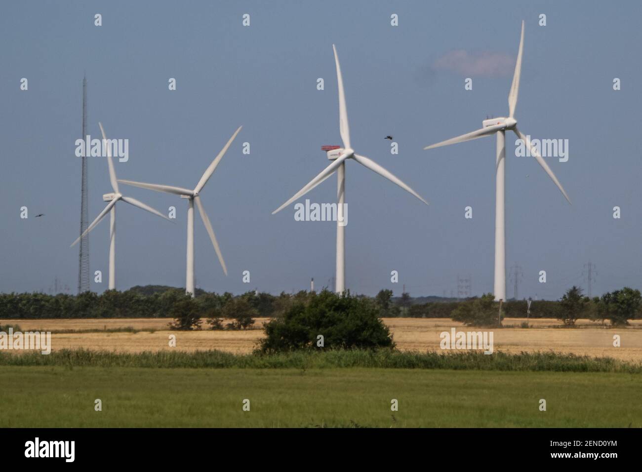 Esbjerg, Denmark on 27th, July 2019 Vattenfall wind turbines on the ...