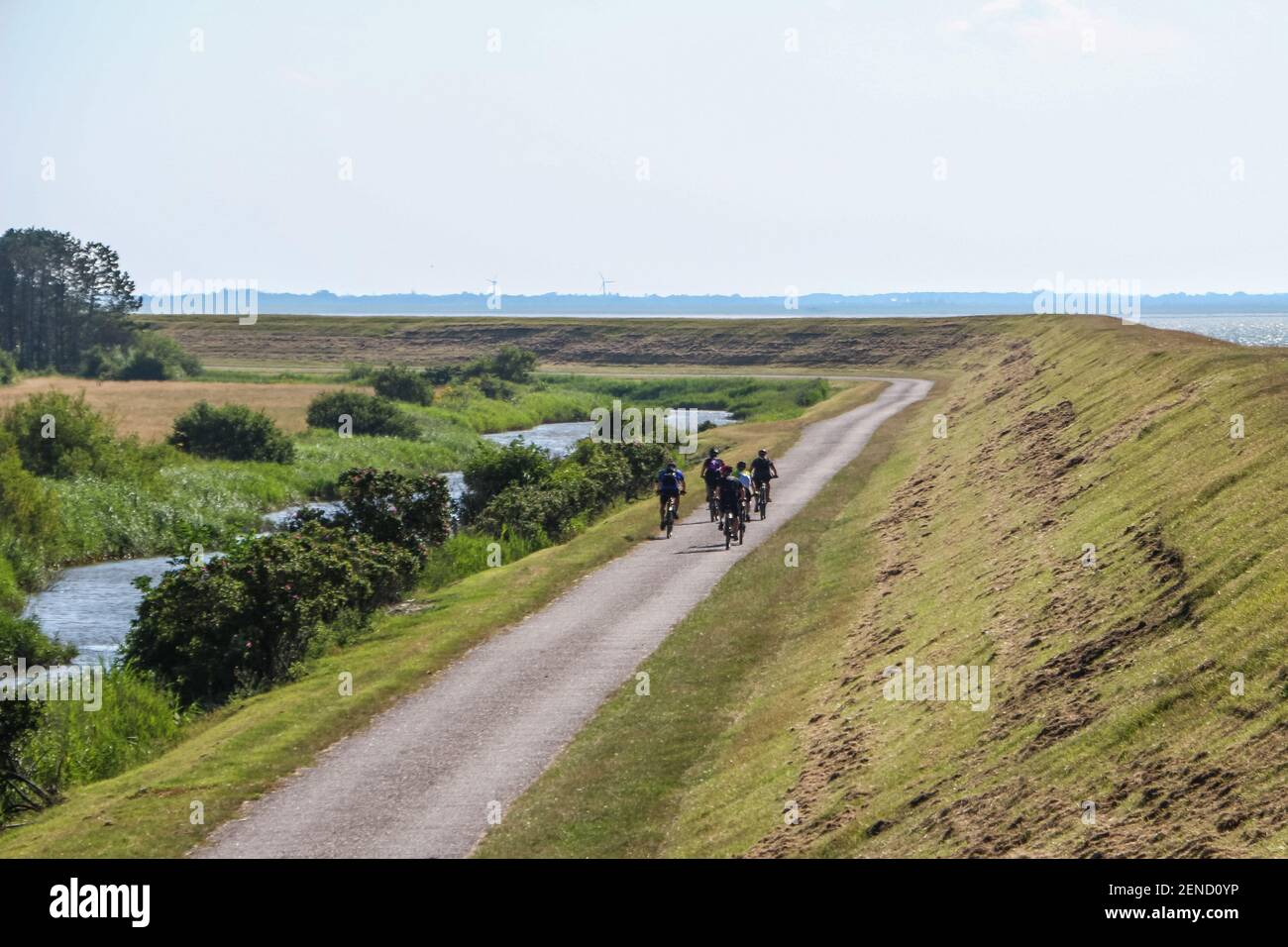 Mando Island, Denmark. 27th, July 2019 Cyclists are seen on Mando ...