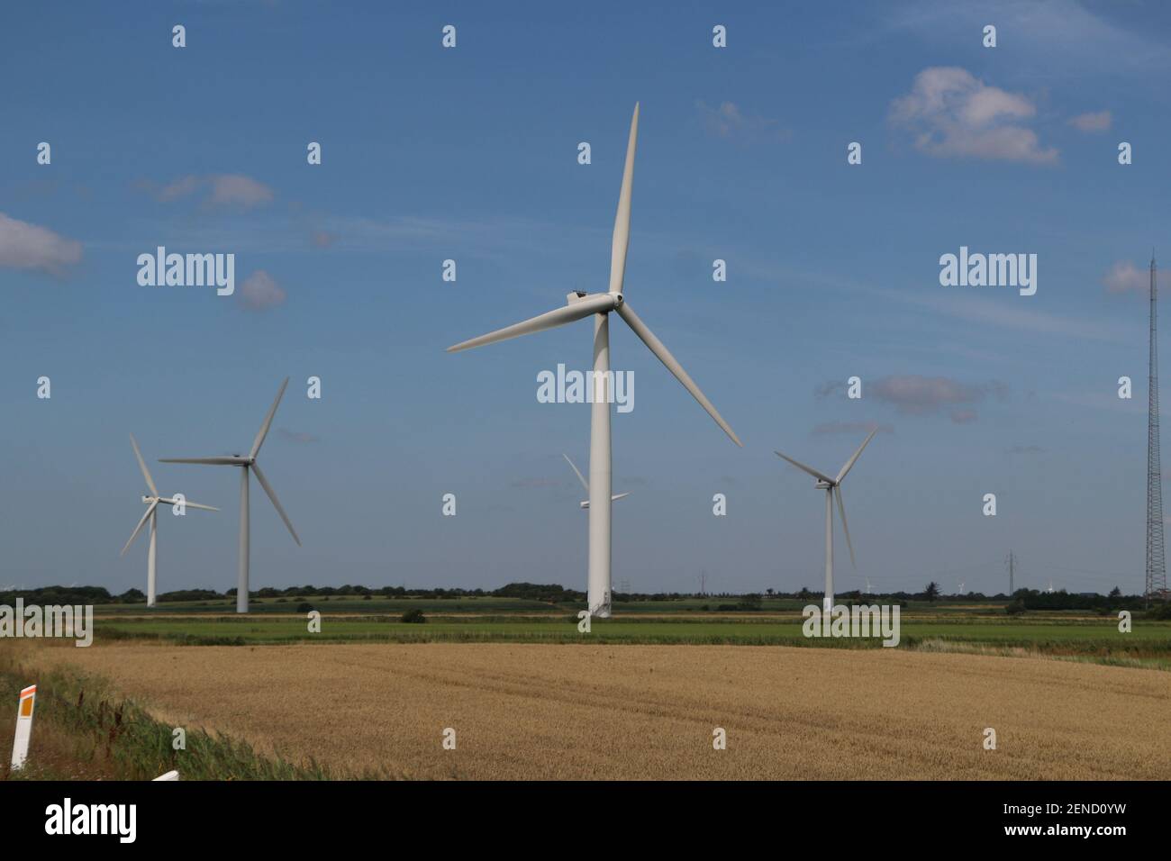 Esbjerg, Denmark on 27th, July 2019 Vattenfall wind turbines on the ...