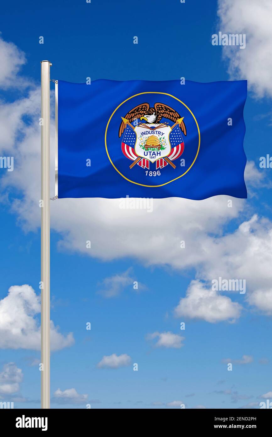 Die Flagge von Utah, Bundesstaat im Westen der USA Stock Photo - Alamy