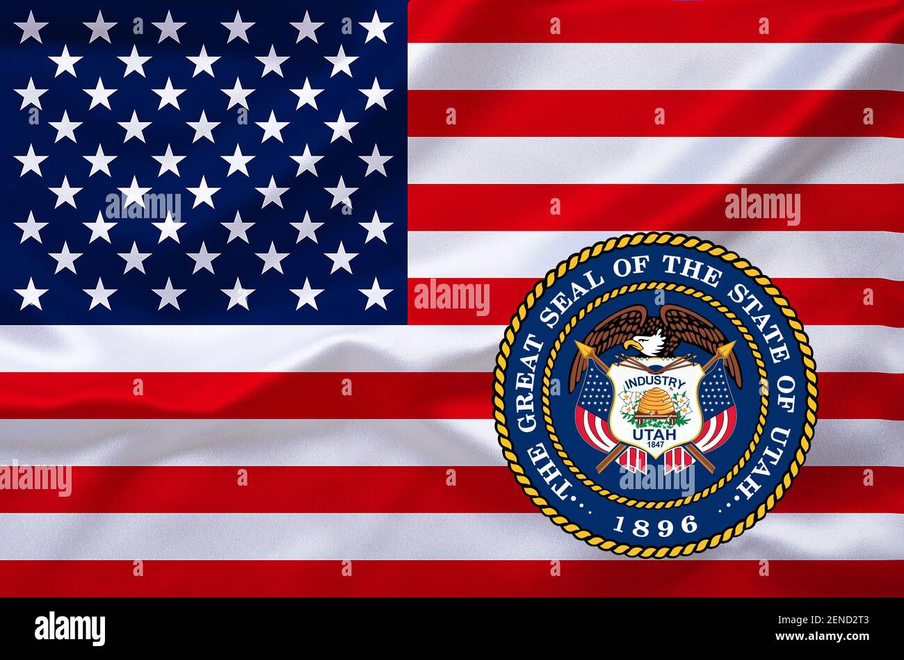 Die Flagge von den USA und das Wappen von Utah Stock Photo - Alamy