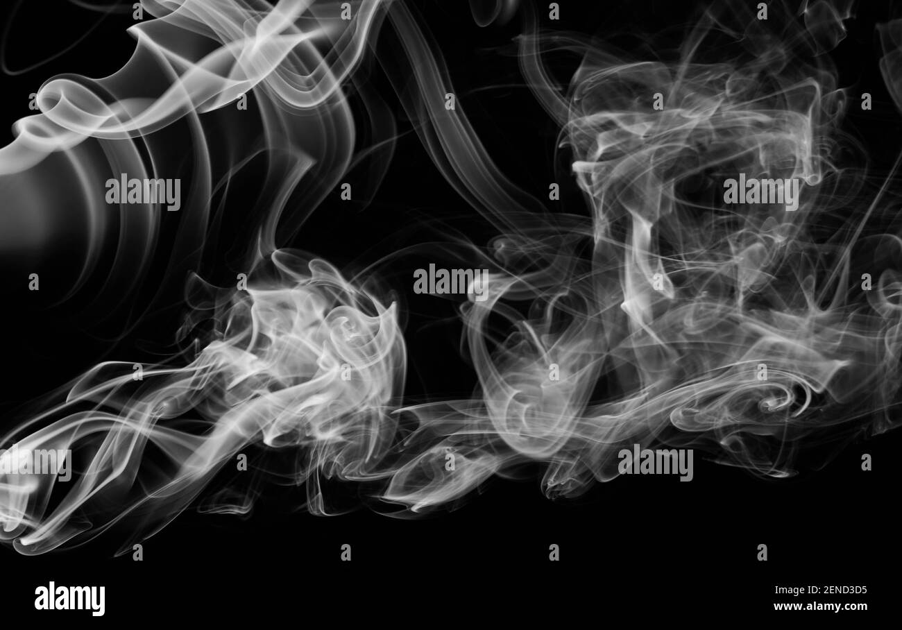 White smoke swirls transparent overlay background on black Stock Photo ...