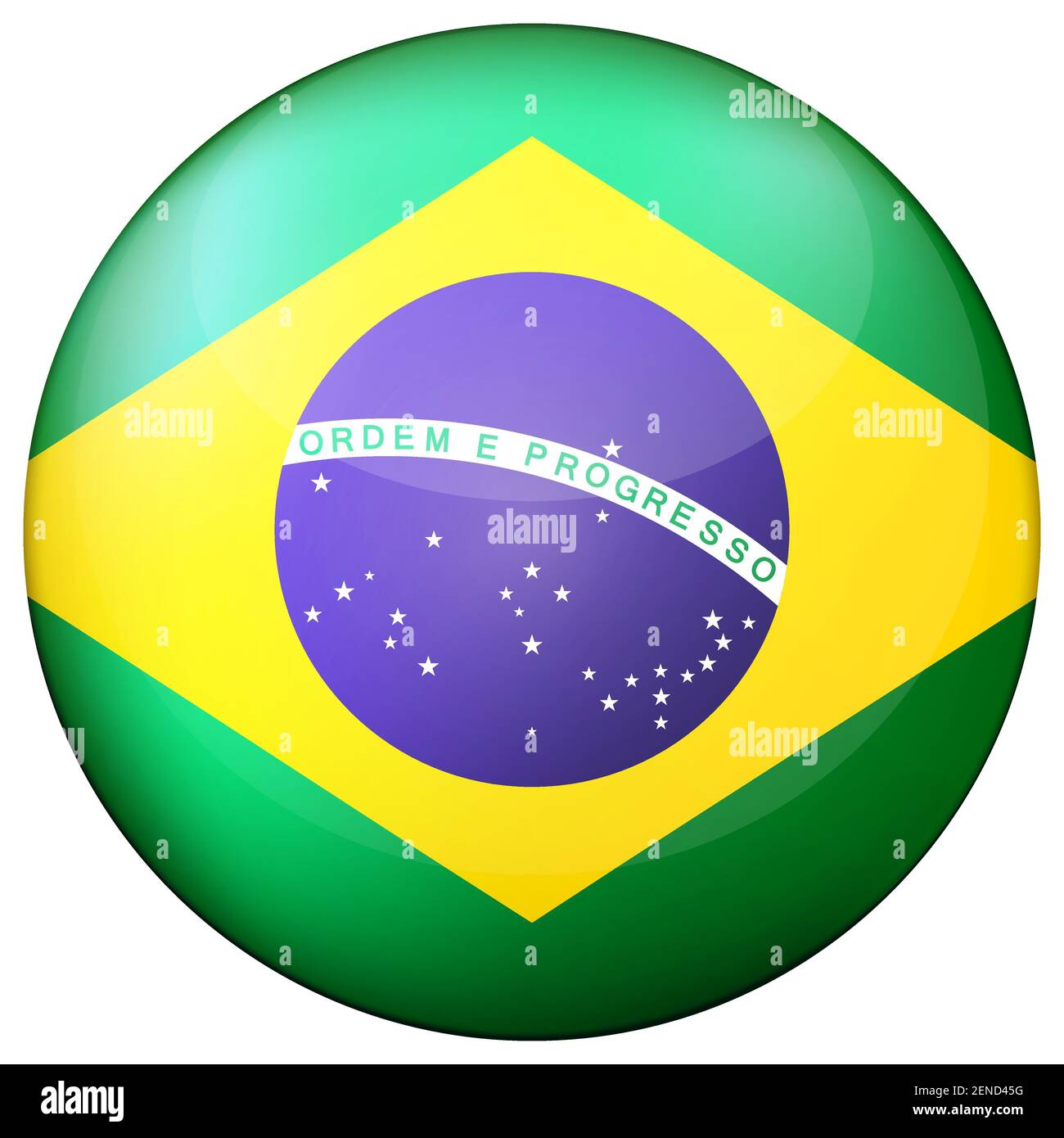 Glass light ball with flag of Brazil. Round sphere, template icon ...