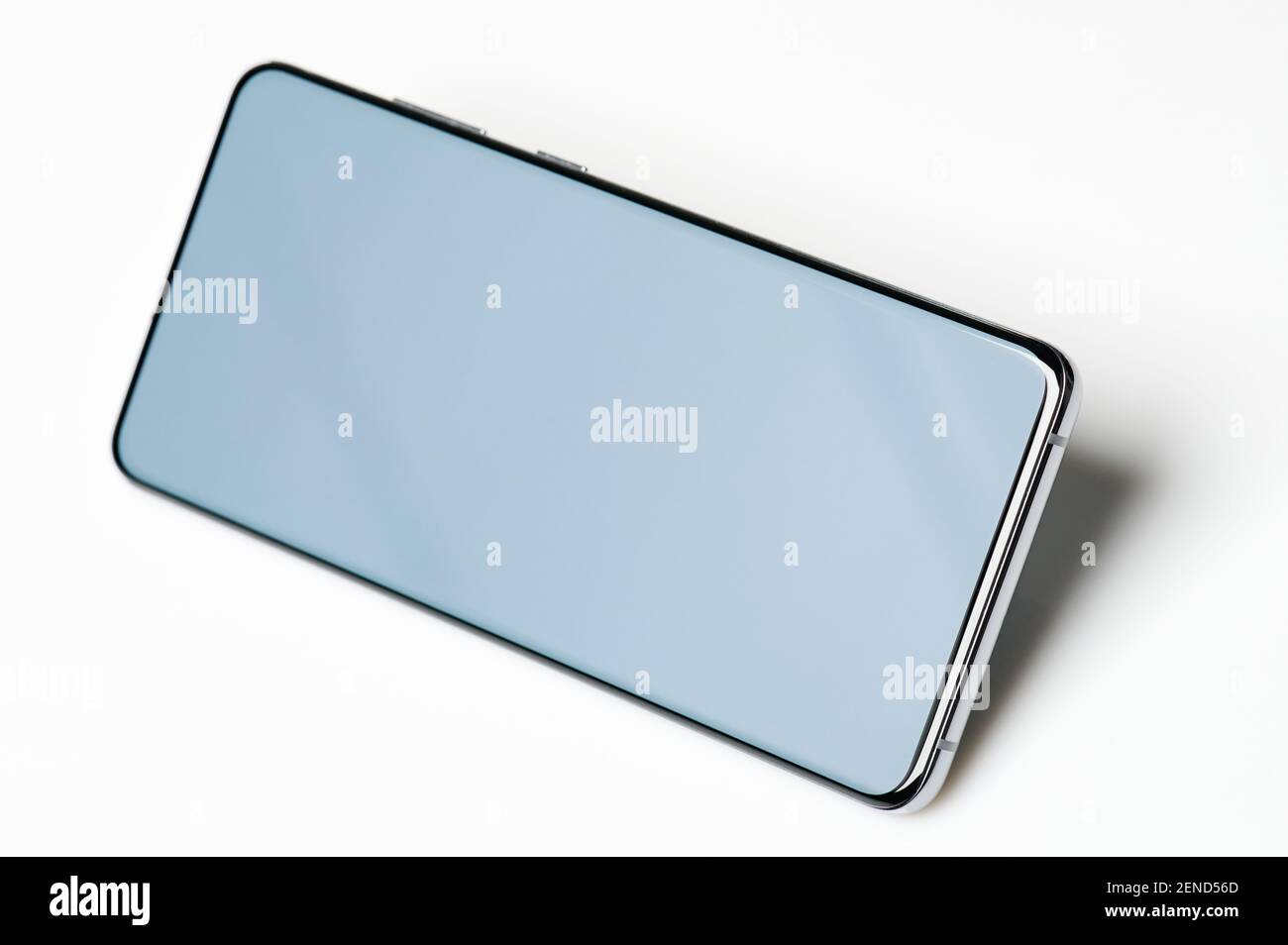 Perspective view of modern smartphone isolated with shade Stock Photo ...