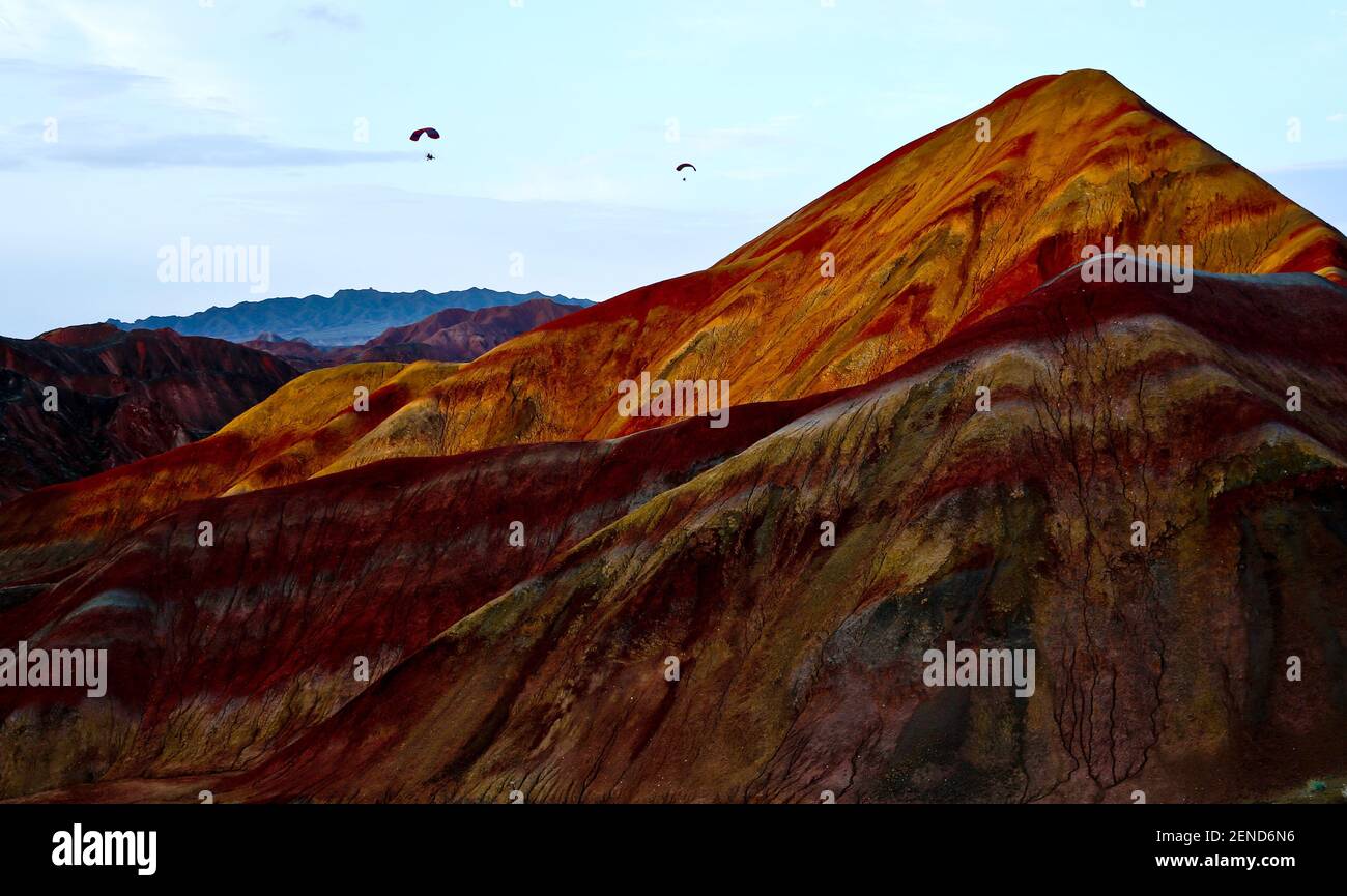 Gansu,CHINA-In Zhangye danxia geological park in Gansu province after ...