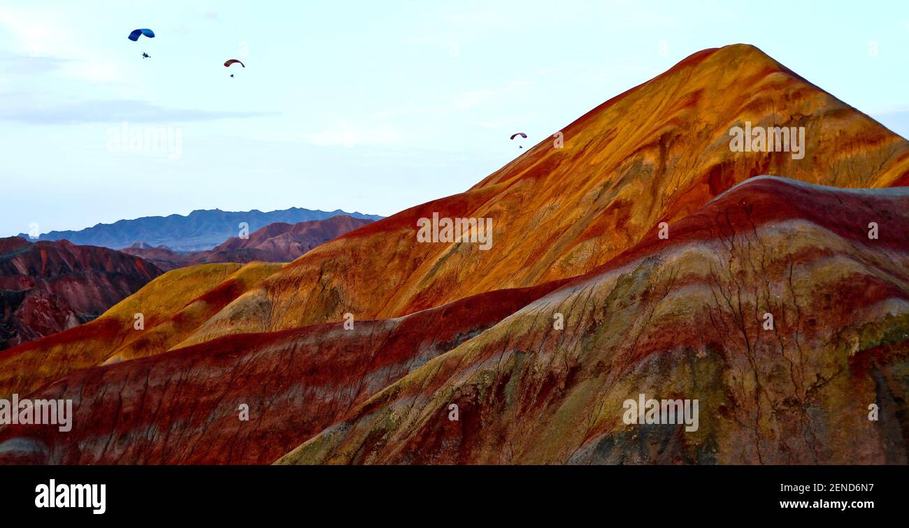 Gansu,CHINA-In Zhangye danxia geological park in Gansu province after ...
