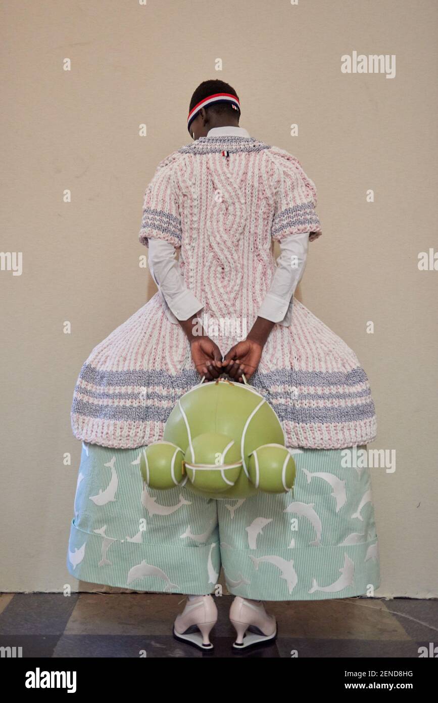 Models are pictured backstage after finishing hair and makeup at the ...