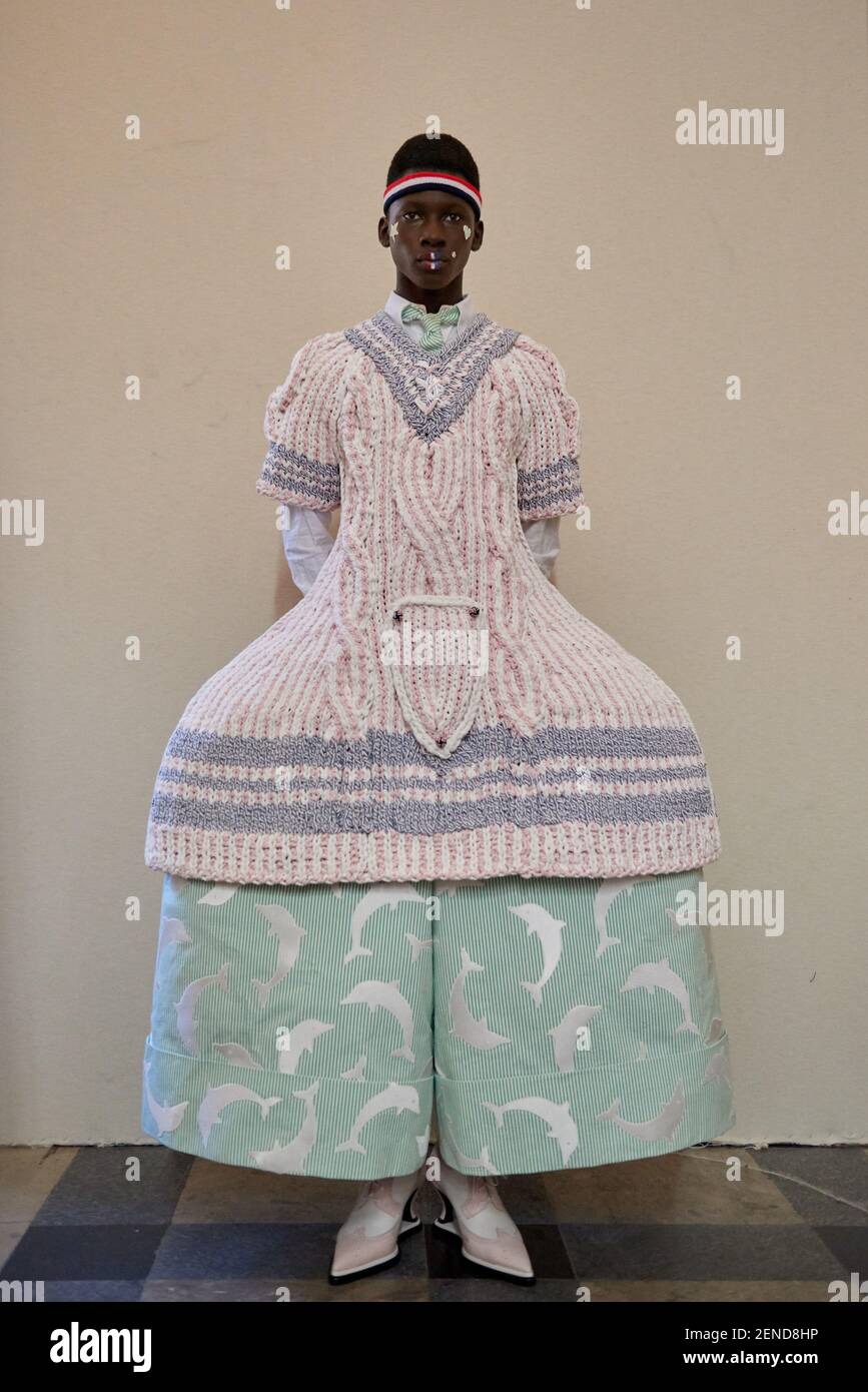 Models are pictured backstage after finishing hair and makeup at the ...