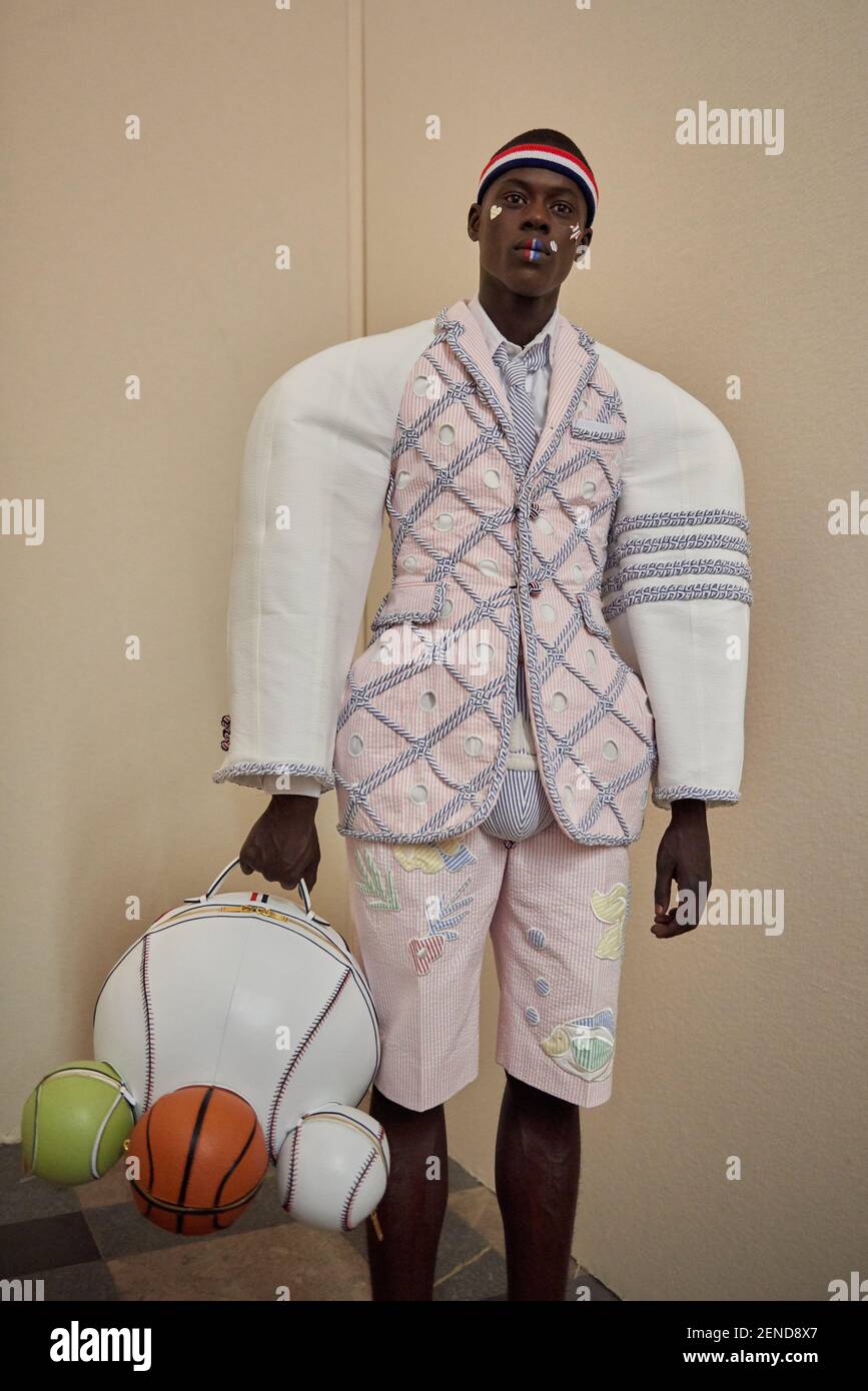 Models are pictured backstage after finishing hair and makeup at the ...