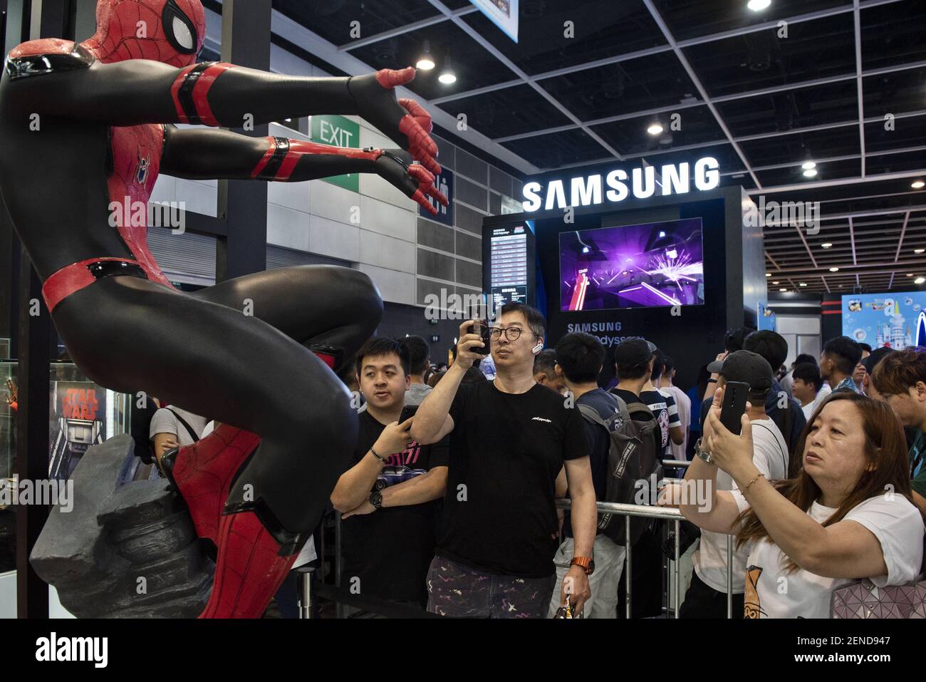 Visitors and customers seen looking at Marvel Avengers character Spider ...