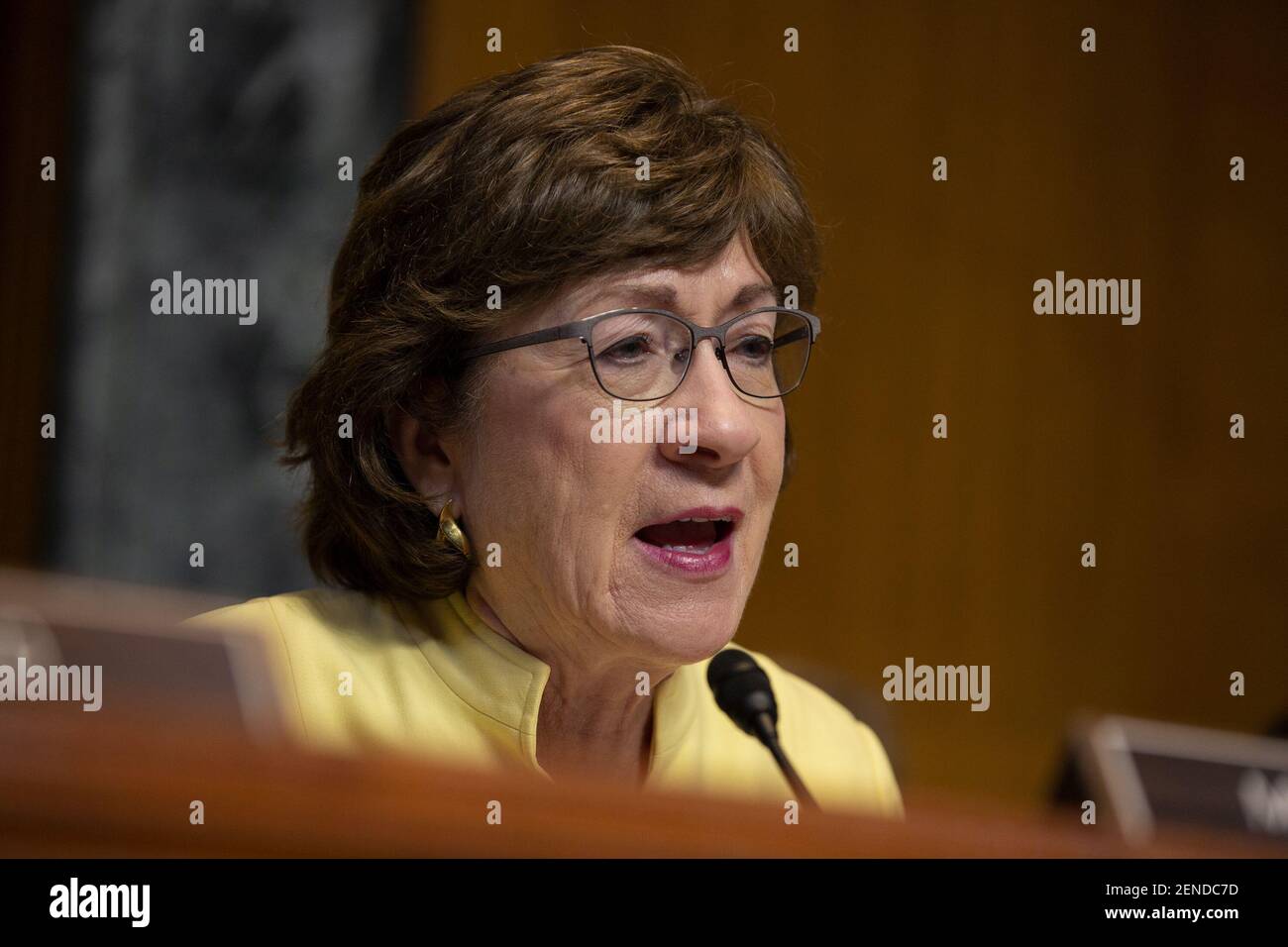 United States Senator Susan Collins (Republican of Maine) speaks during ...