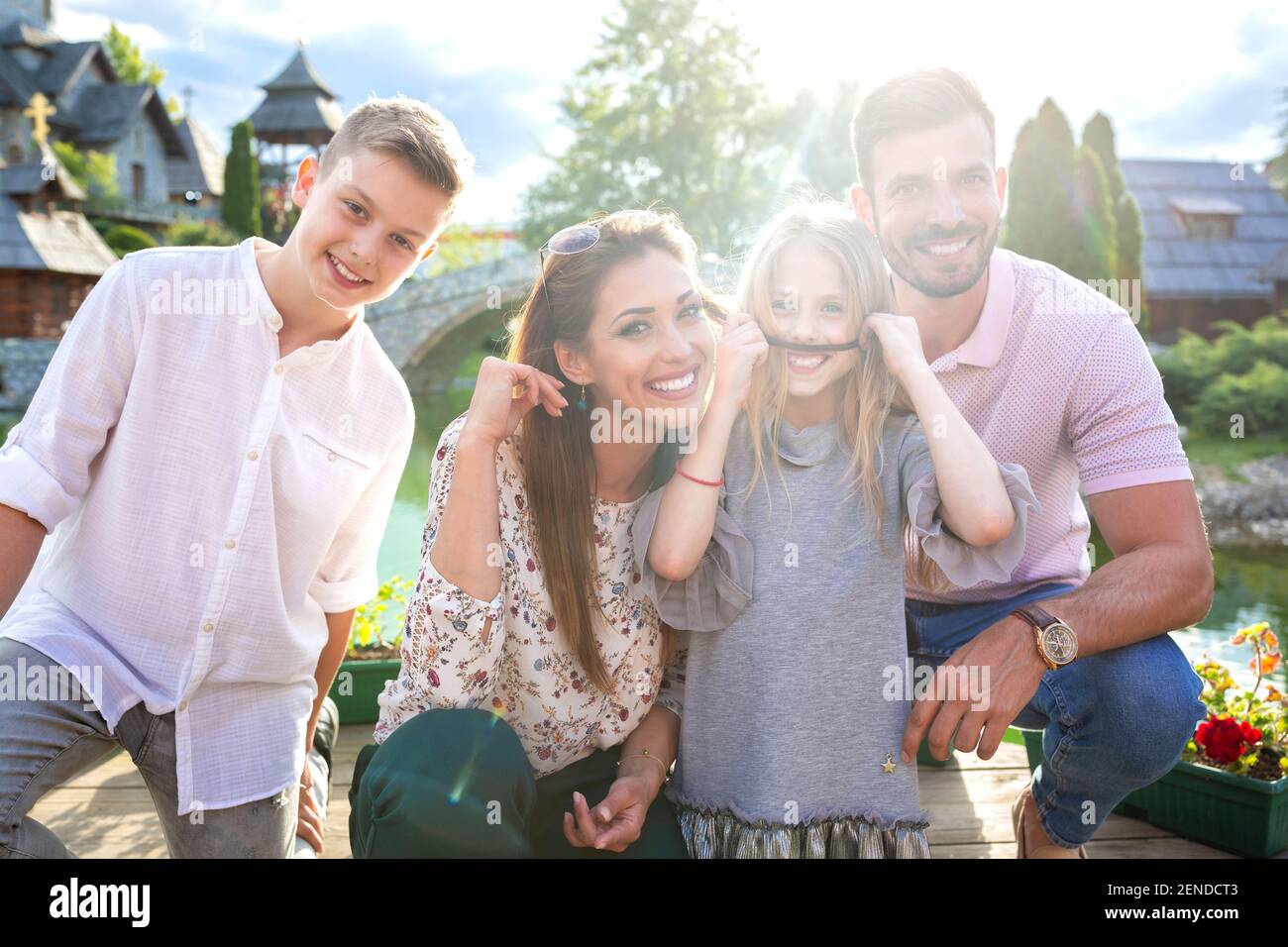 Family members having a good time, smiling faces concept Stock Photo ...