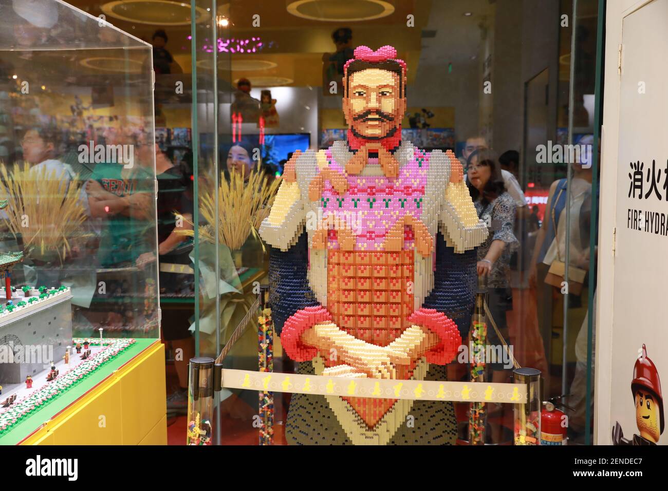 A replica of a terracotta warrior made of Lego bricks is displayed at ...