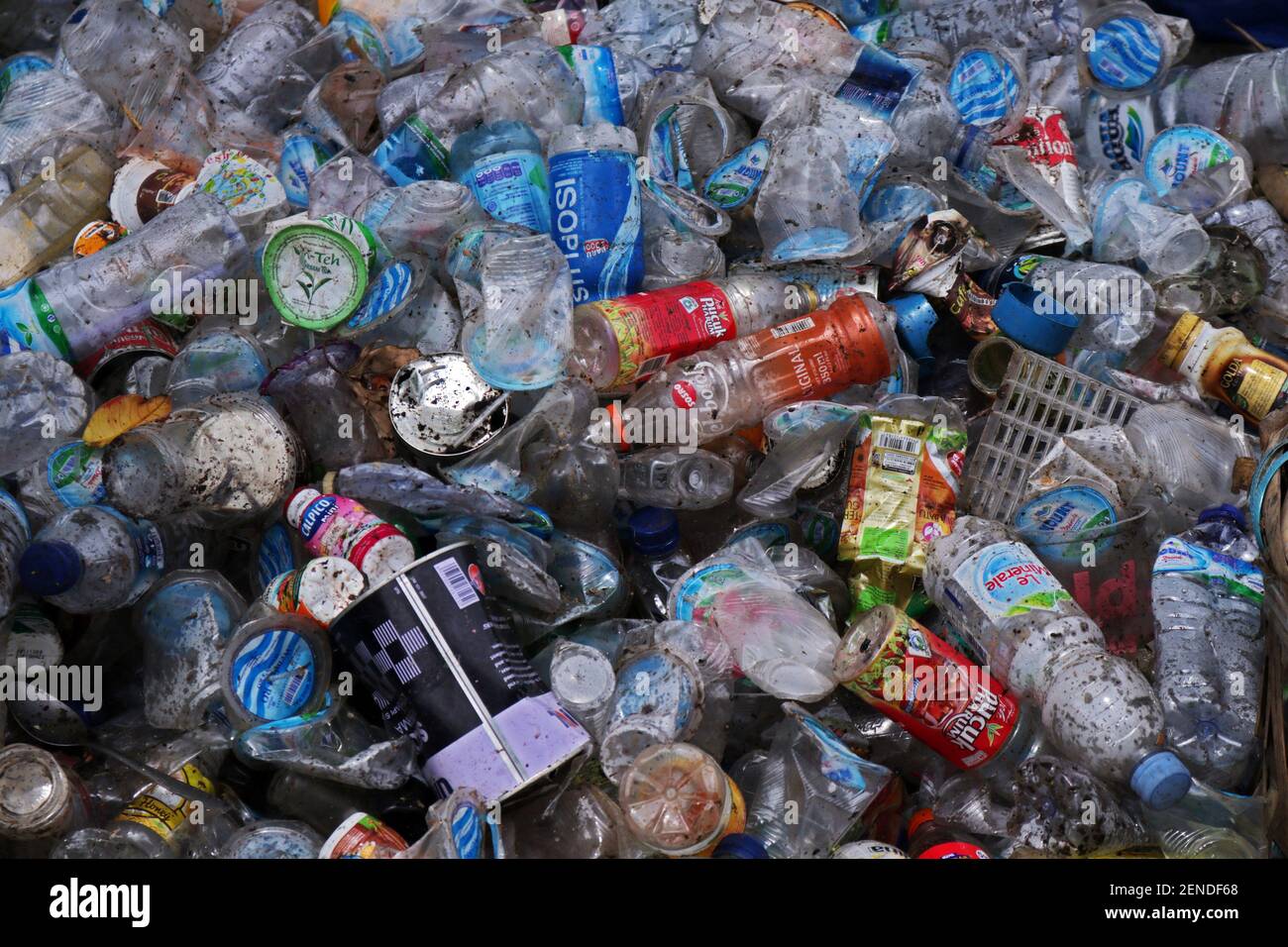 Recycled plastic waste in the garbage disposal area in Lhokseumawe ...
