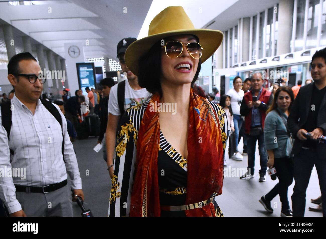 MEXICO CITY, MEXICO - AUGUST 1: Singer Ana Barbara seen before boarding ...