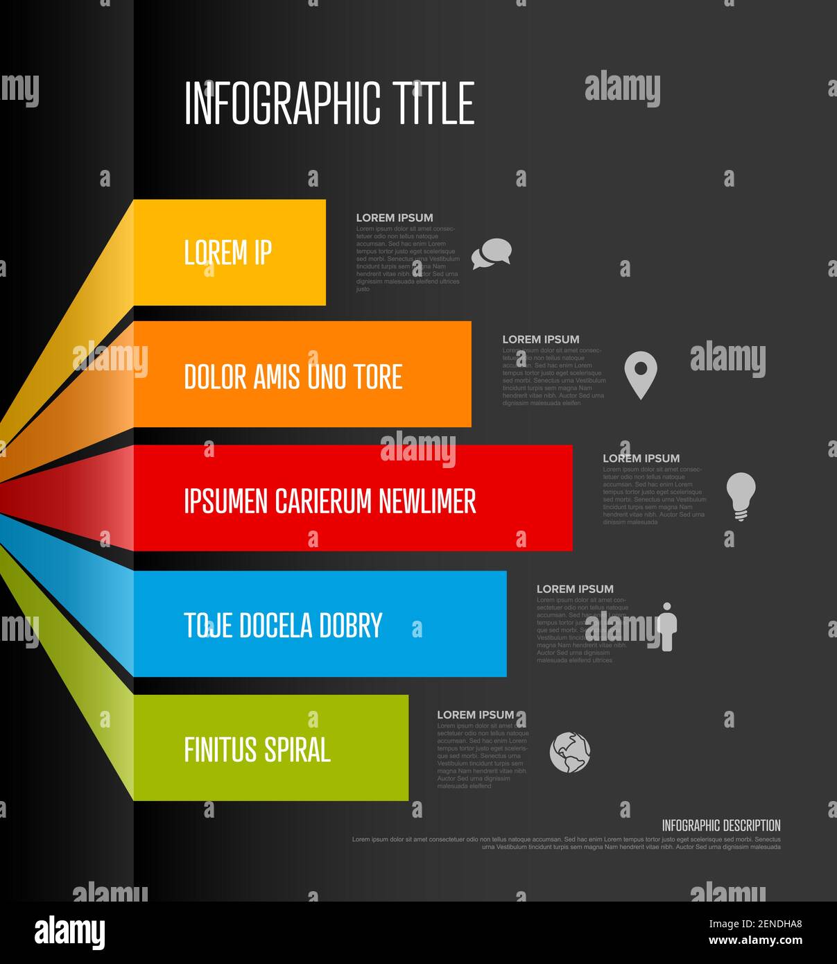 Vector multipurpose Infographic template made from five curved stripes ...
