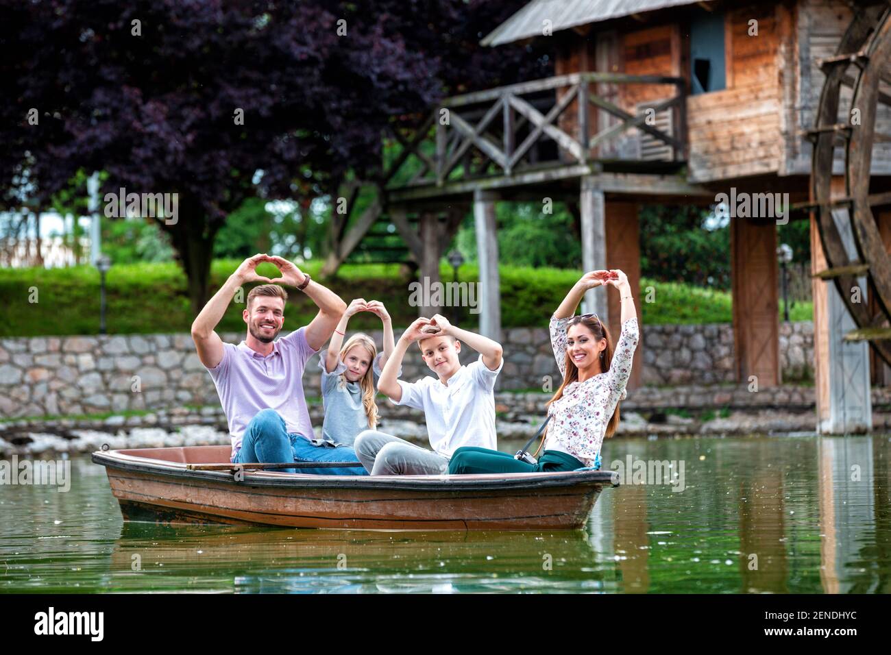 Happy family having priceless moments while enjoying their time on a ...