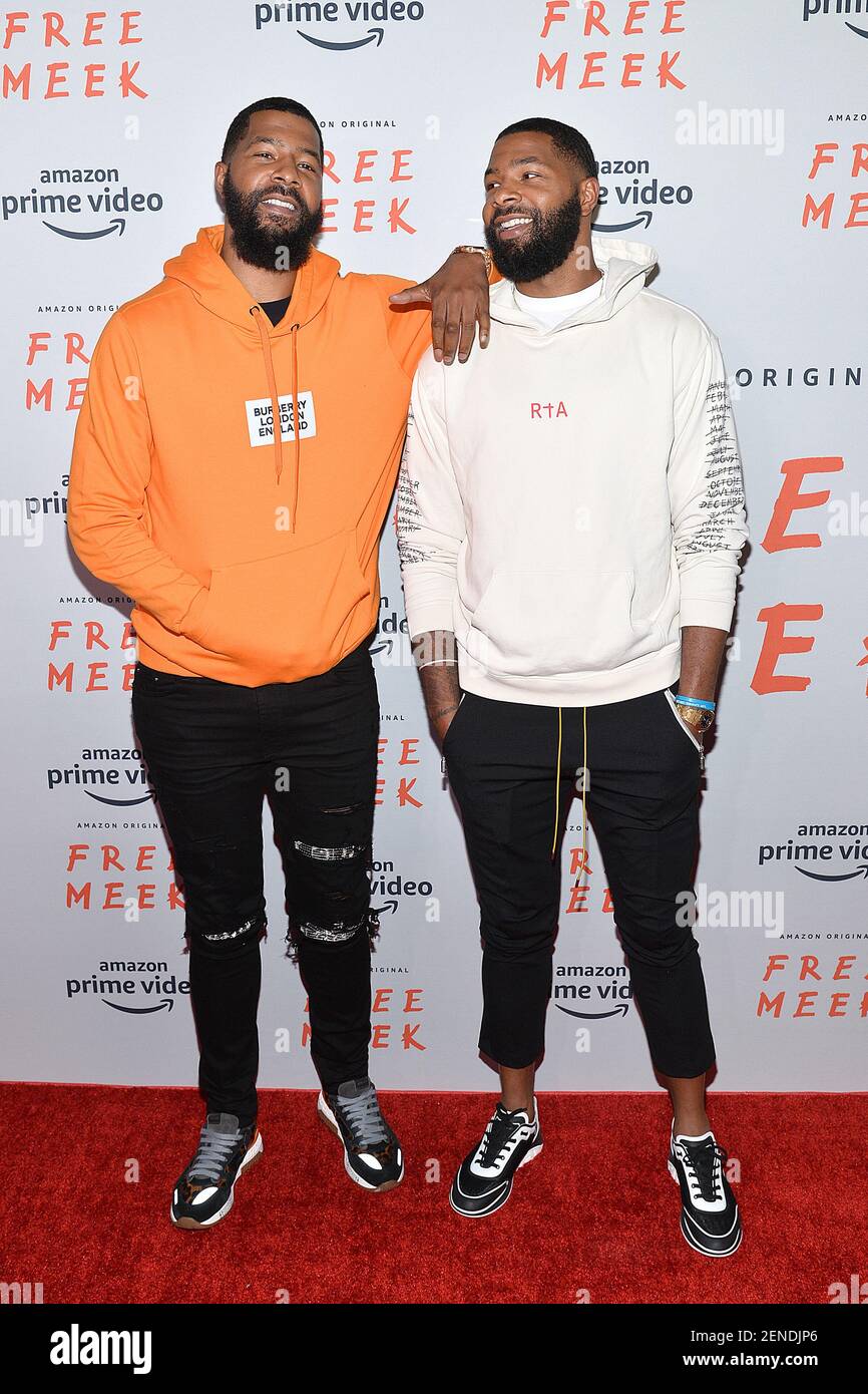 (L-R) Markieff Morris and Marcus Morris attend the "Free Meek" World ...