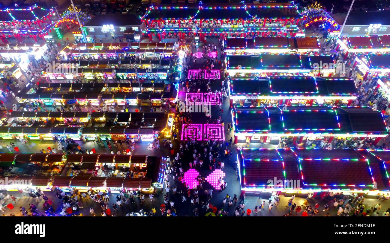 Shenyang,CHINA-Aerial photo Asia's largest night market, 60 thousand ...