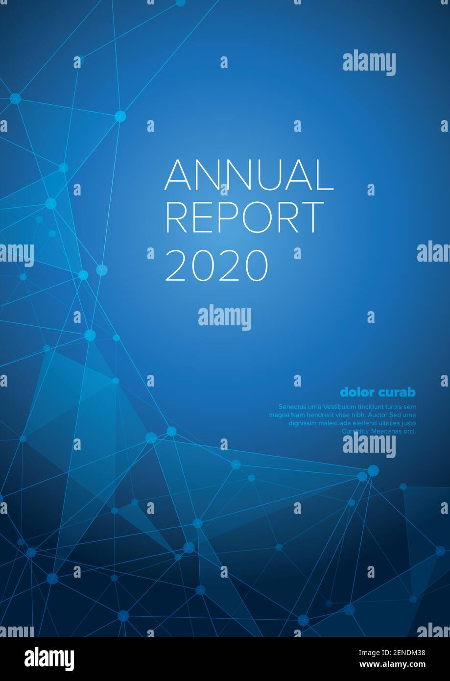 Vector abstract space blue annual report cover template with sample ...