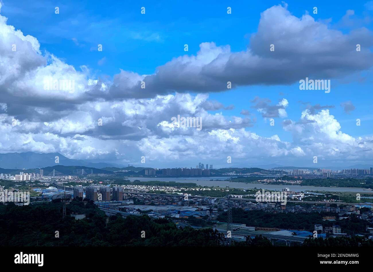 The typhoon passes over in Fuzhou,Fujian,China on 01th August, 2019 ...