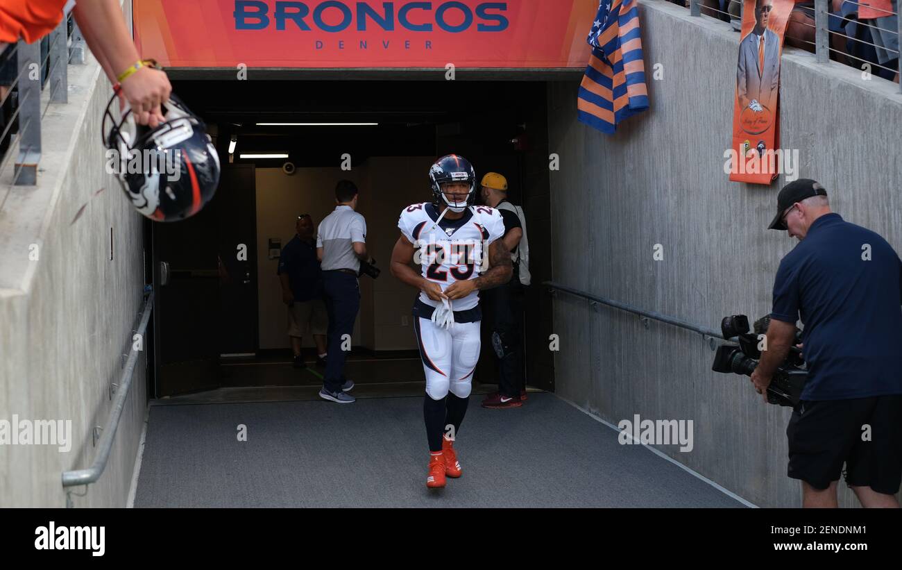 August 1st, 2019: Devontae Booker #23 during the Atlanta Falcons vs ...