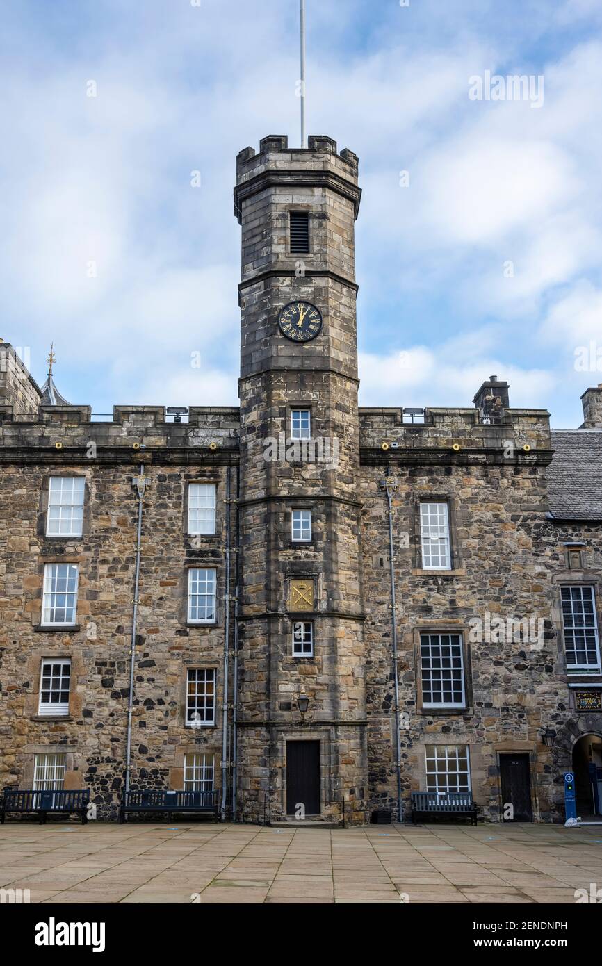 Edinburgh castle clock tower hi-res stock photography and images - Alamy