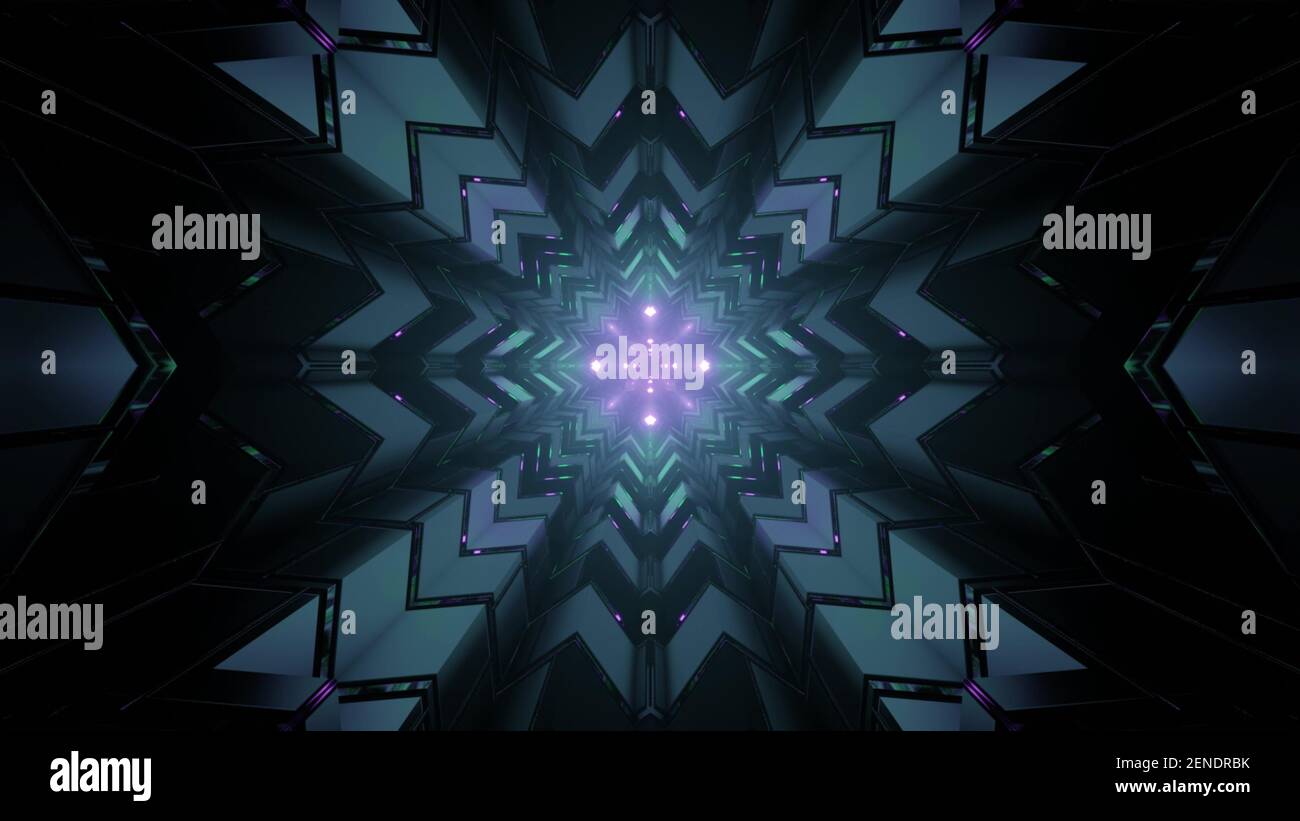 Futuristic architecture background with neon illumination 3d ...