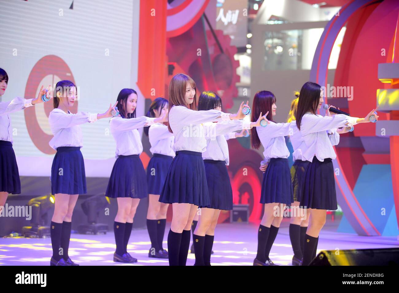 Chinese showgirls pose during the 17th China Digital Entertainment Expo, also known as ChinaJoy ...