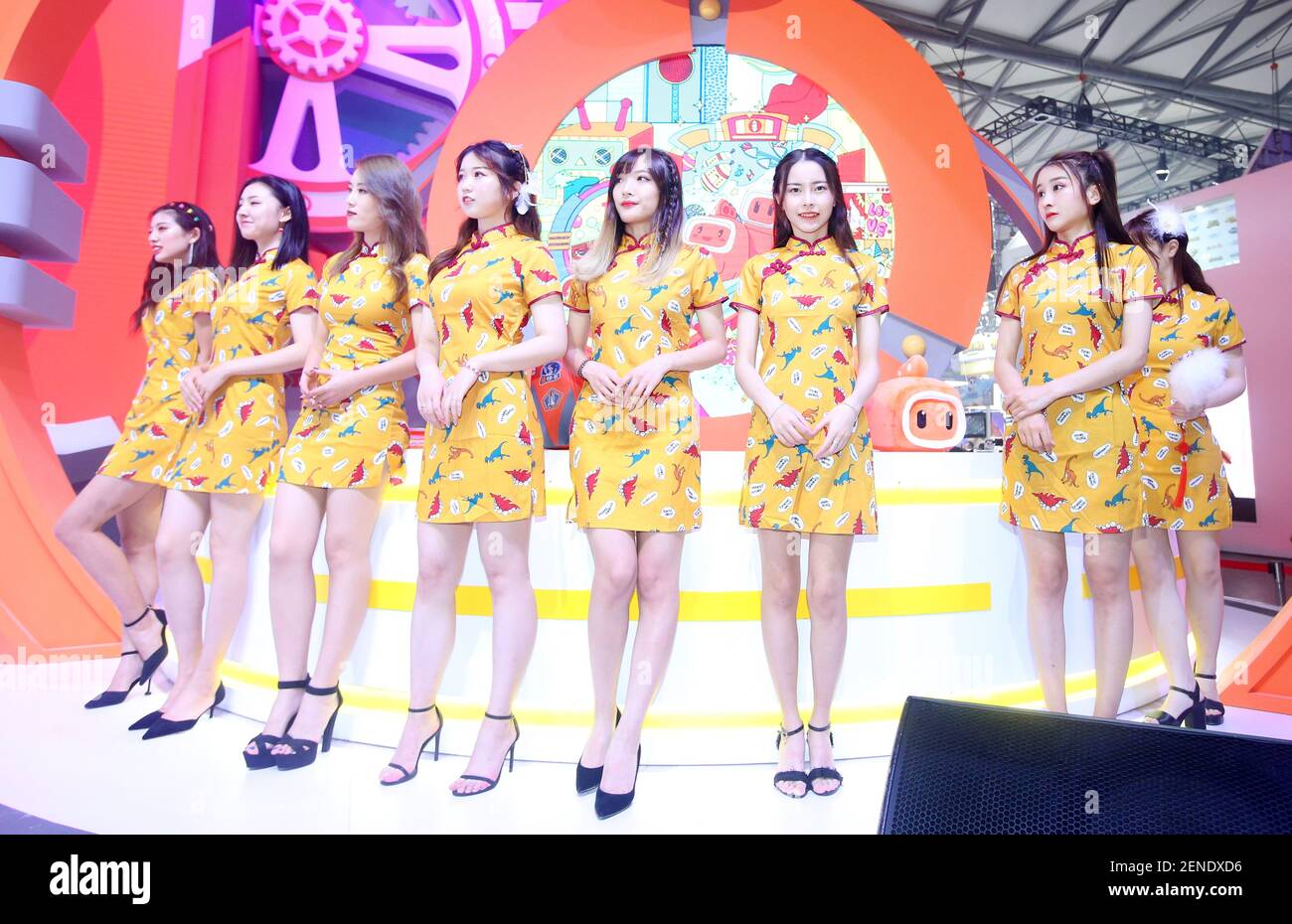 Chinese showgirls pose during the 17th China Digital Entertainment Expo, also known as ChinaJoy ...