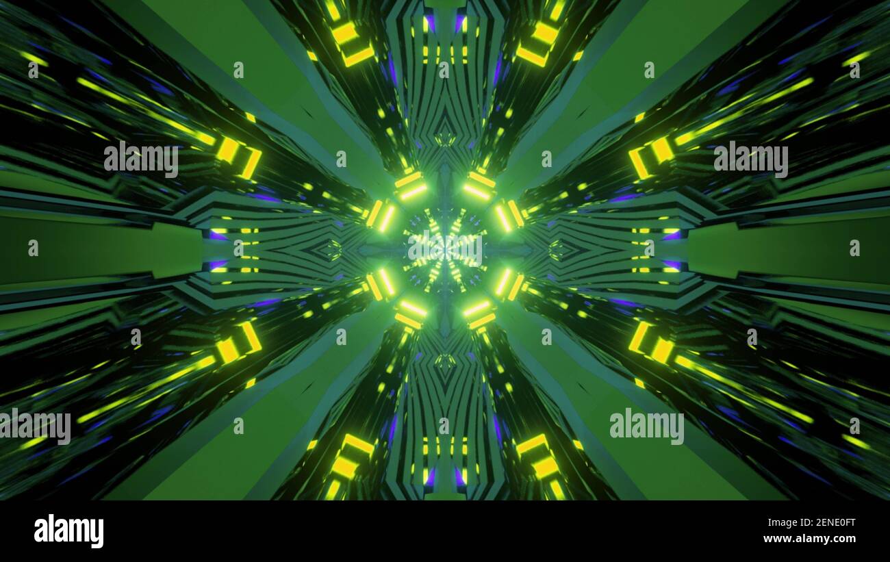 Glowing neon illumination of sci fi art 3d illustration Stock Photo - Alamy