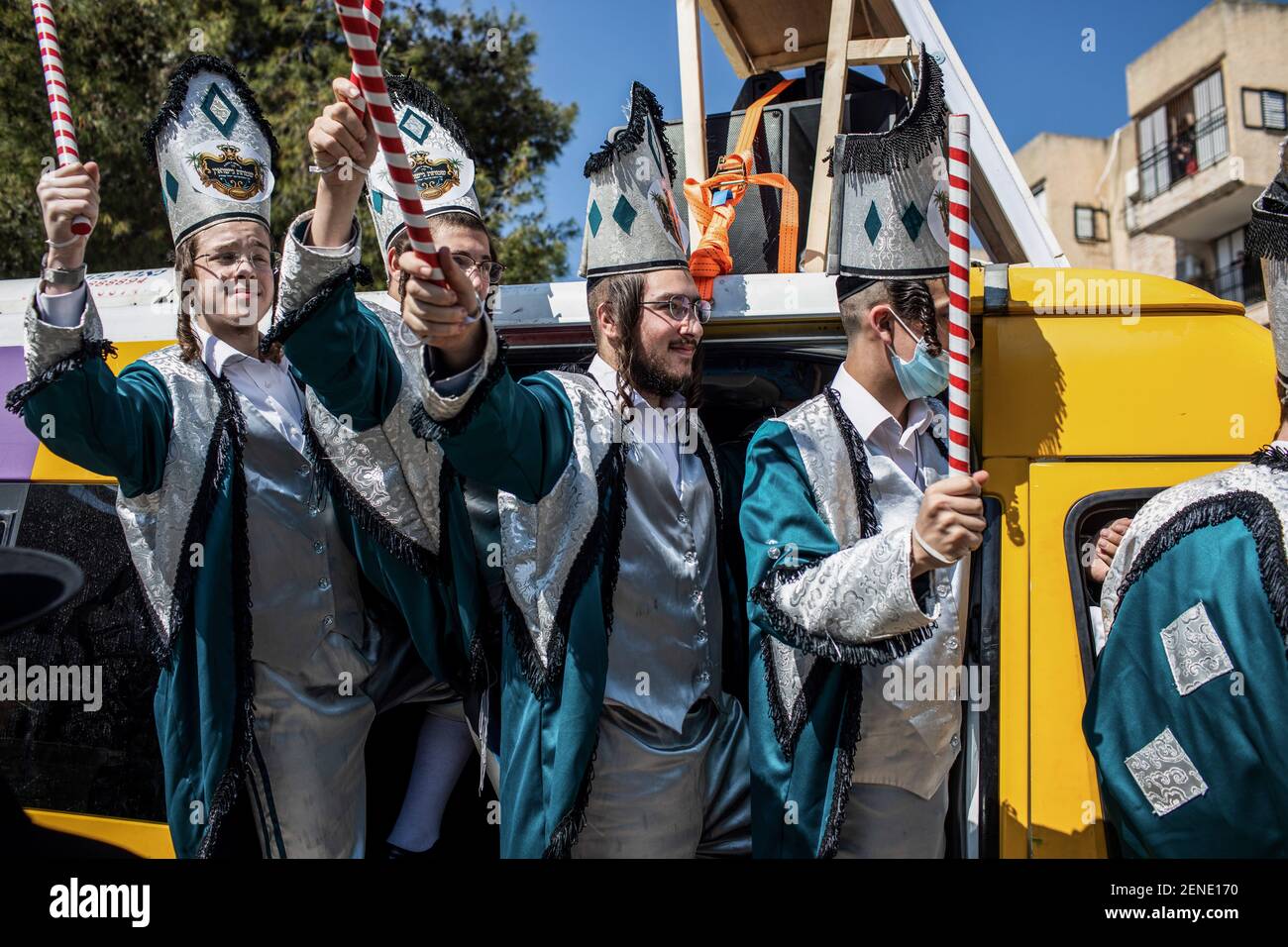 Bnei Brak, Israel. 26th Feb, 2021. Ultra orthodox Jewish men in ...