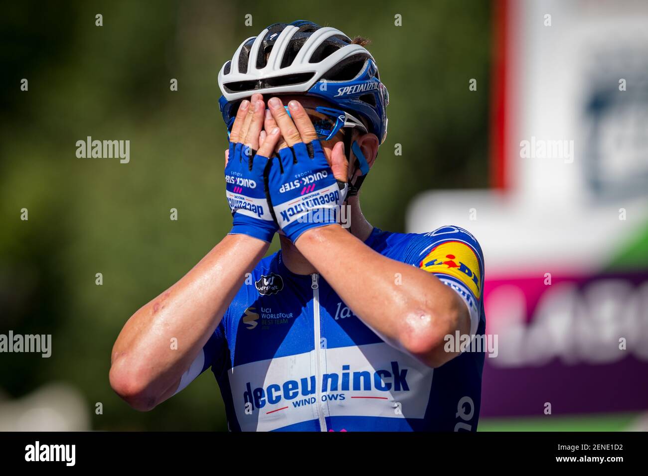 Remco Evenepoel after winning his first UCI WORLD TOUR race in Clasica ...