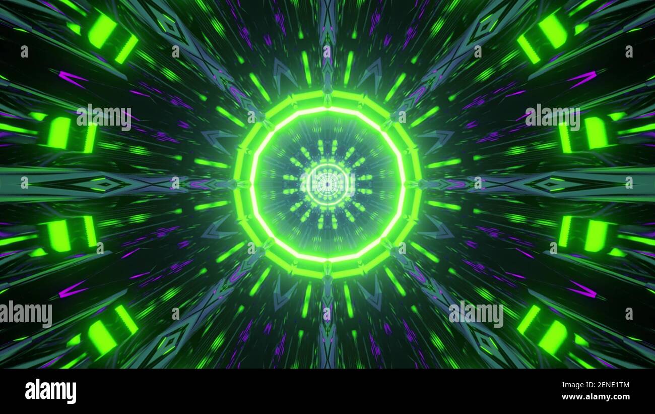 Green neon lights glowing on 3d illustration Stock Photo - Alamy