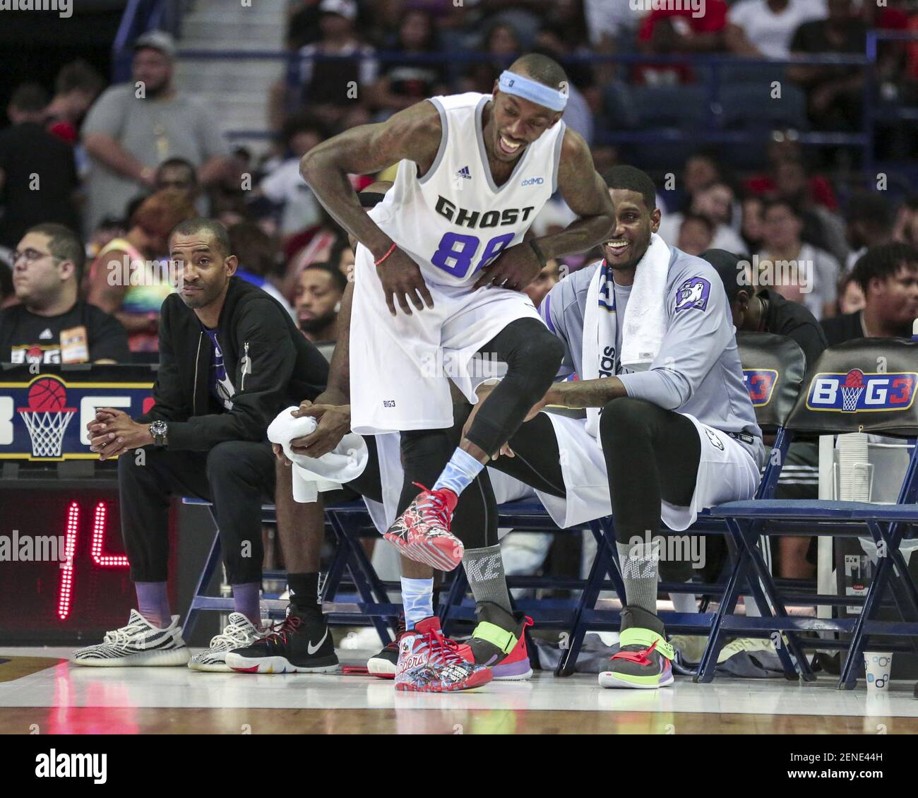 Saturday Aug 3 - Ghost Ballers Mike Taylor dances during the Big3 game ...