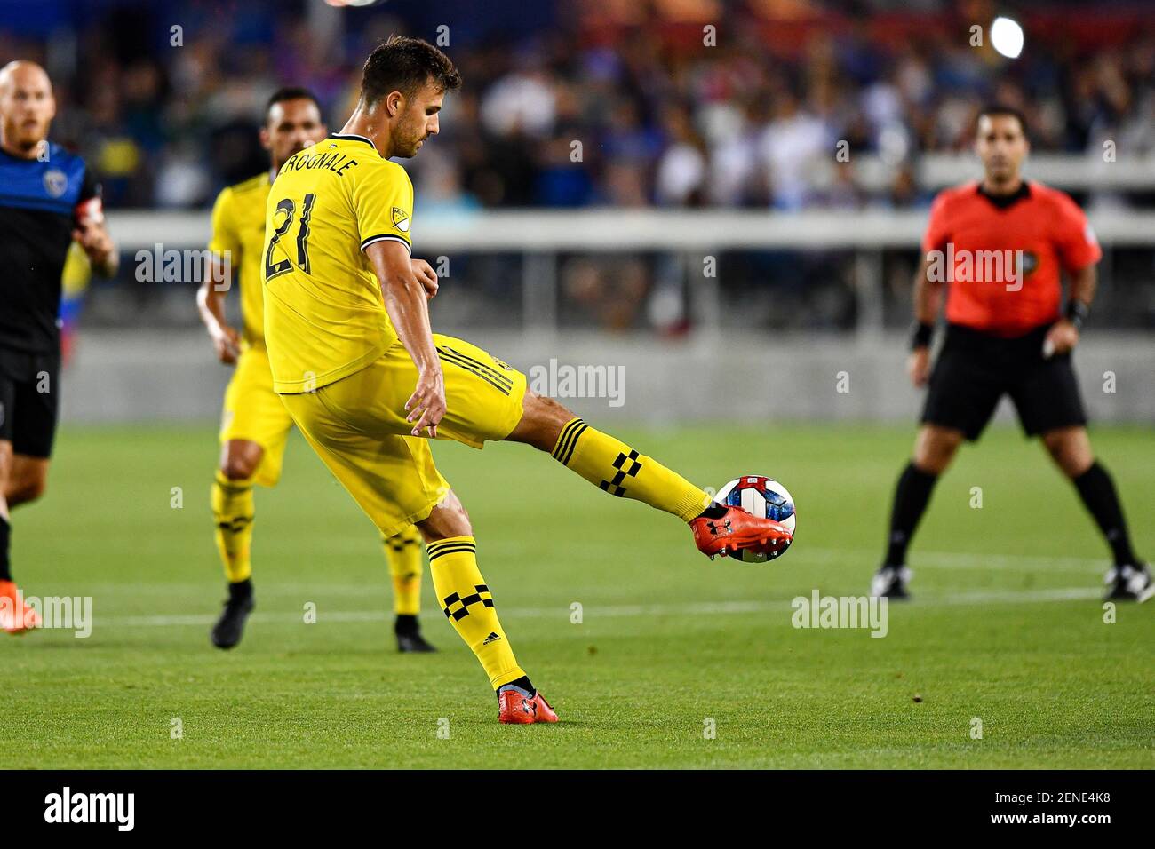 August 3, 2019: Columbus Crew SC defender Alex Crognale (21) clears ...