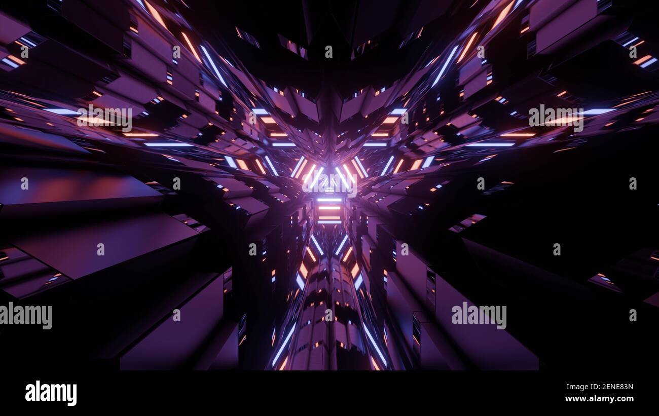 Abstract background of purple futuristic figures in 3D illustration ...