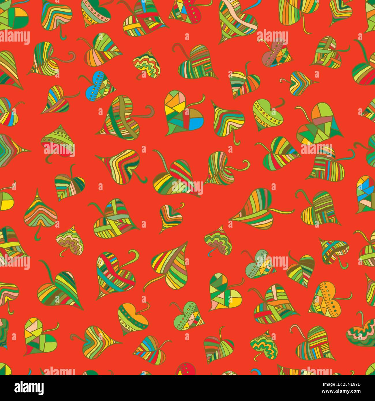 Multicolored, bright decorative leaves seamless pattern, ethnic style ...