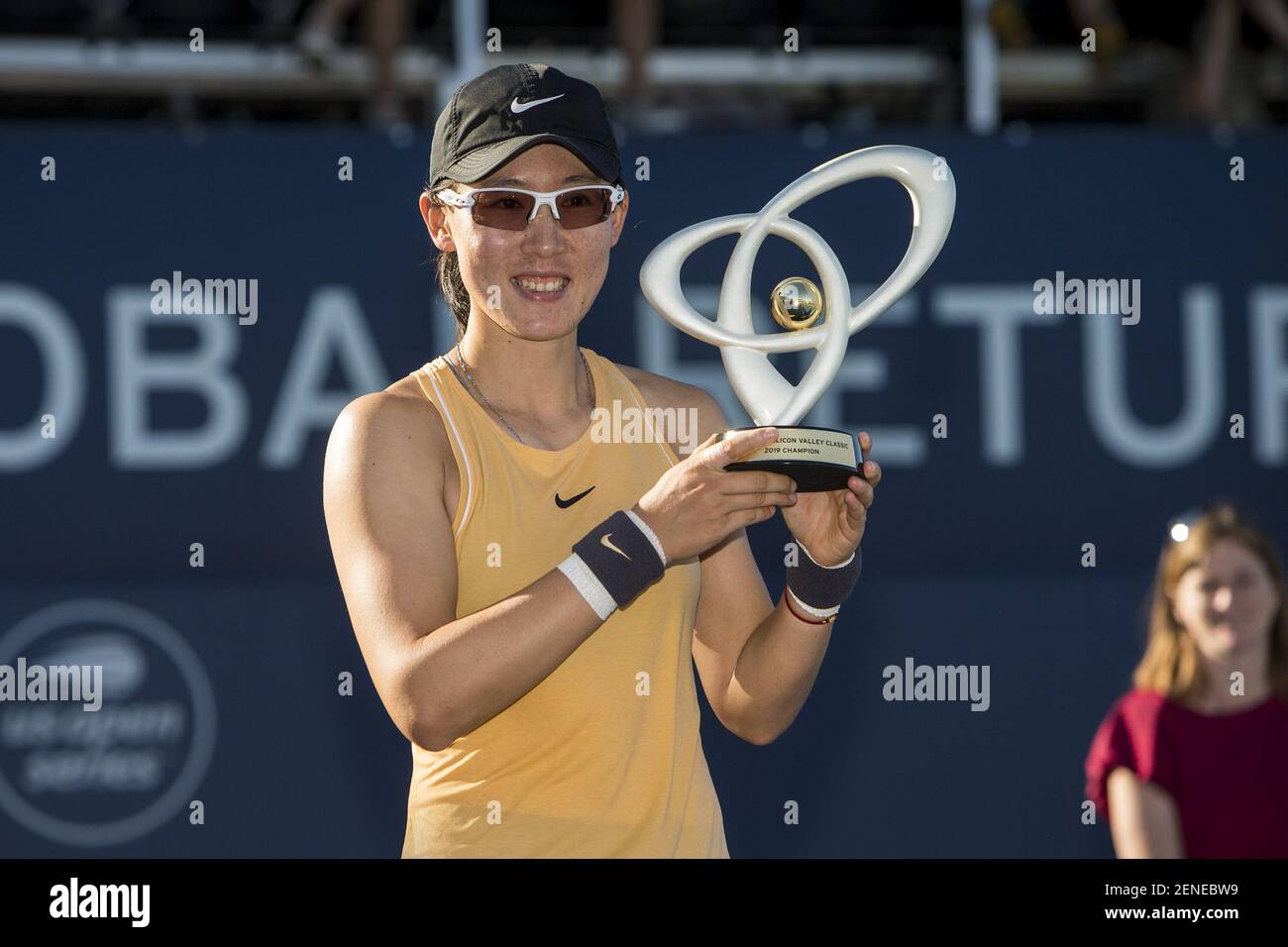 August 4, 2019: Saisai Zheng (CHN) poses with the trophy after she ...