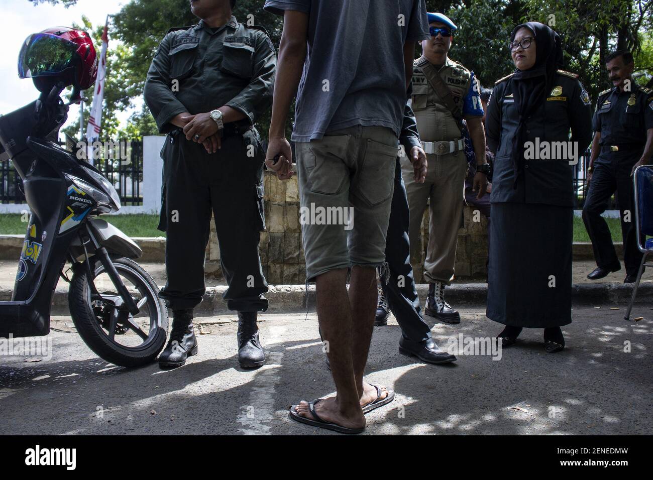 Islamic Sharia police on guard during the enforcement. Dozens of ...