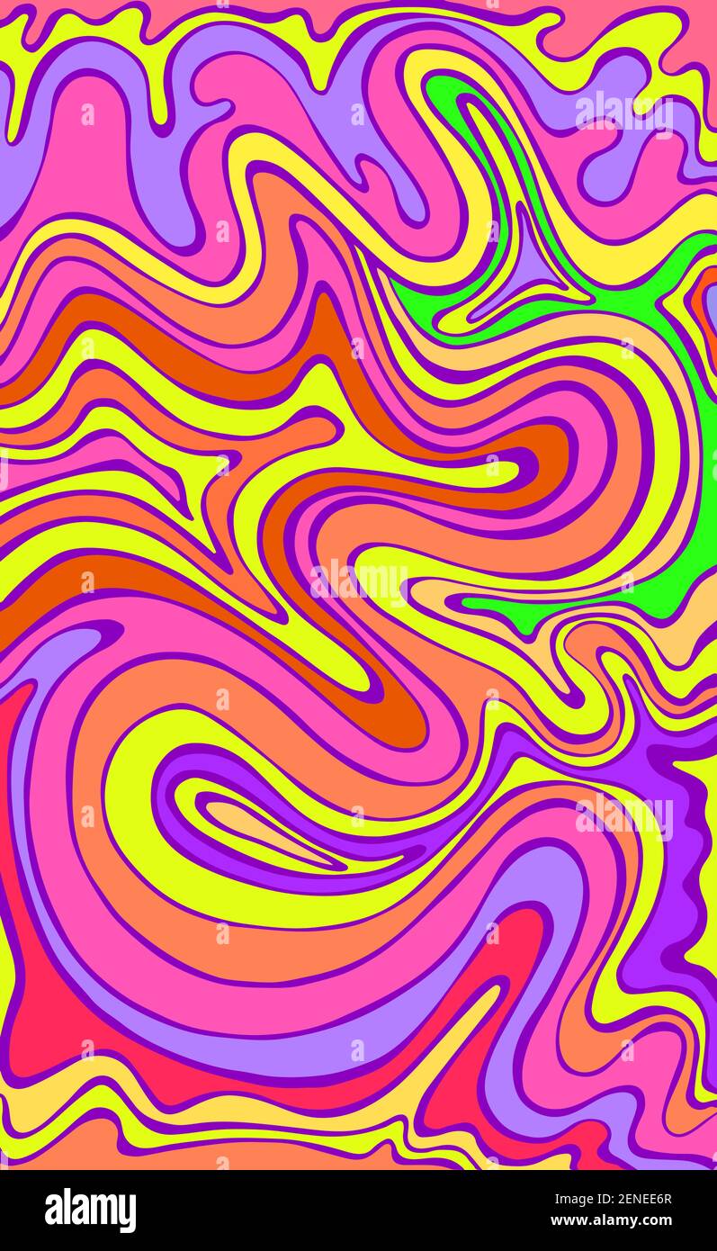 Juicy summer psychedelic colorful waves. Fantastic art with decorative ...